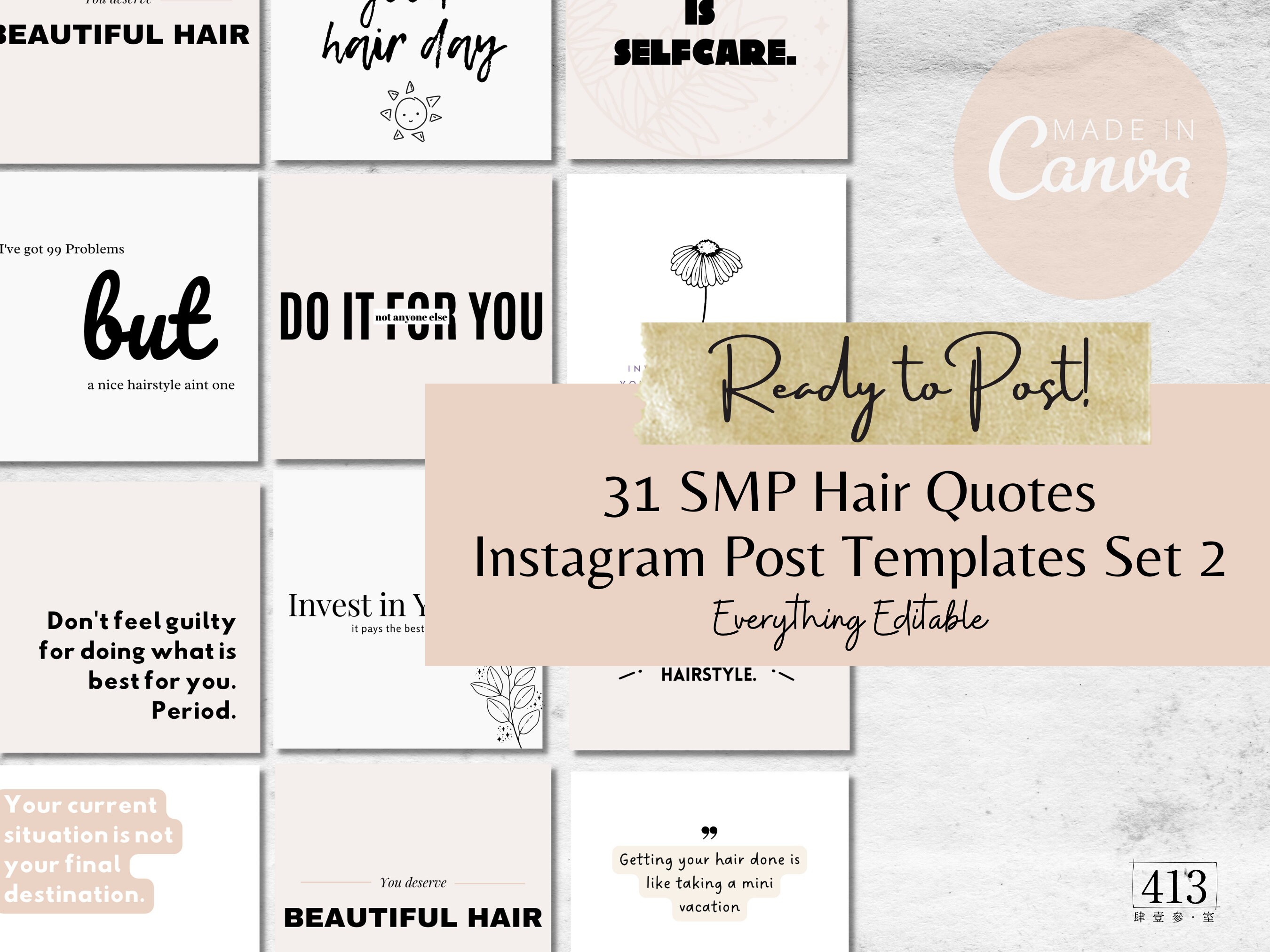 31 SMP Hair Instagram Quote Templates, Scalp Micropigmentation Social ...