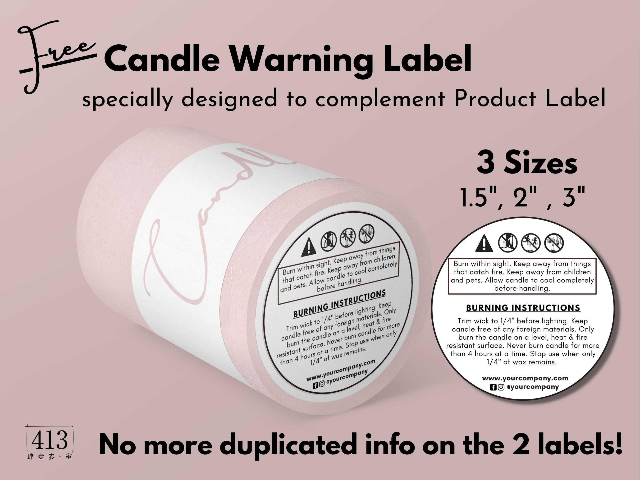 DIY Candle Label Template With Canva, Free Candle Warning Label ...