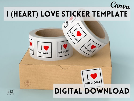 Custom I Heart Sticker Template Edit With Canva I Love Custom | Etsy