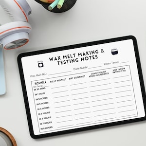 Wax Melt Making and Testing Template, Wax Melt Making Testing Sheet ...