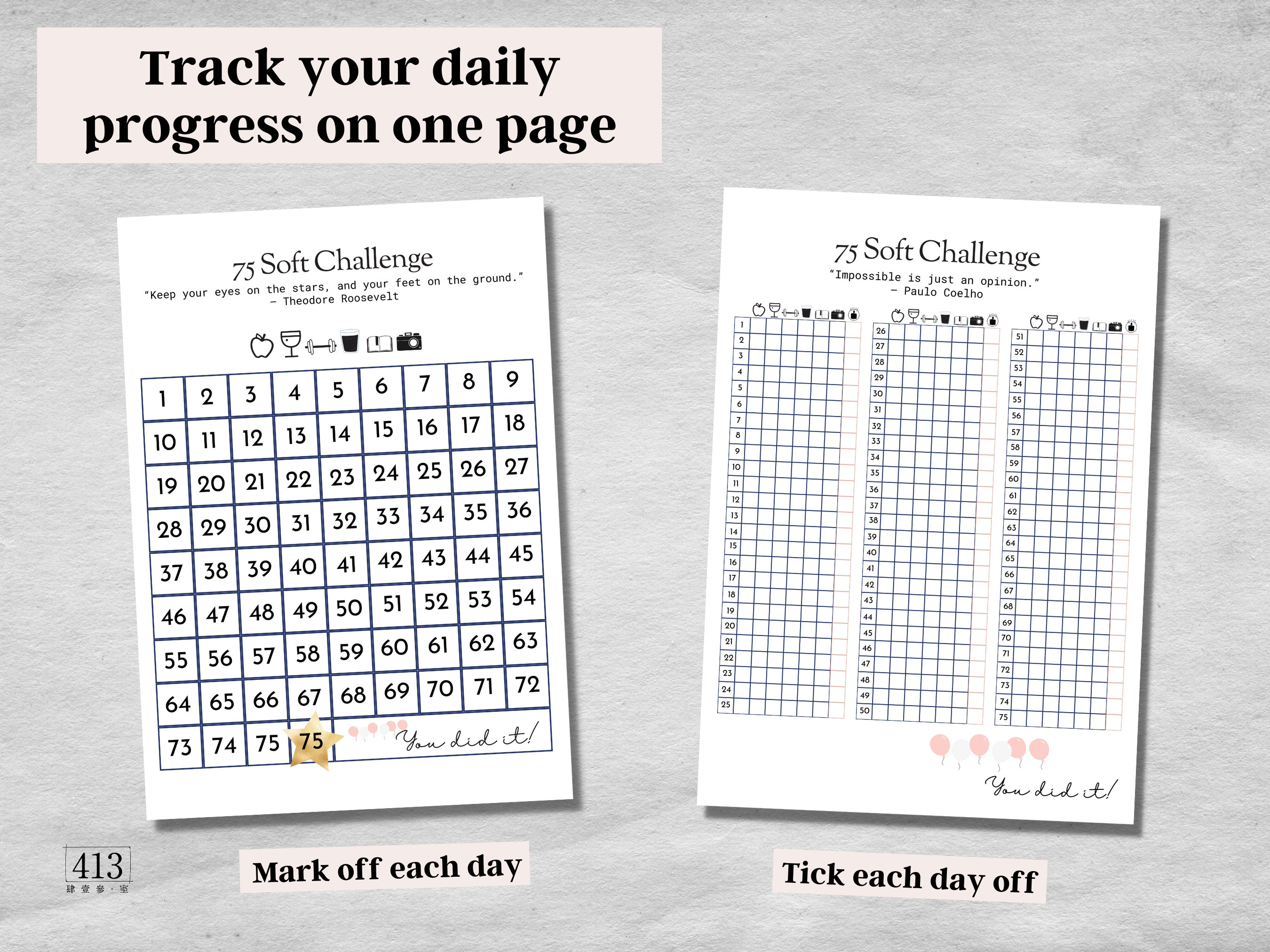 75 Soft Challenge Tracker, Habit Tracker, 75 Soft Planner, Weekly Meal ...