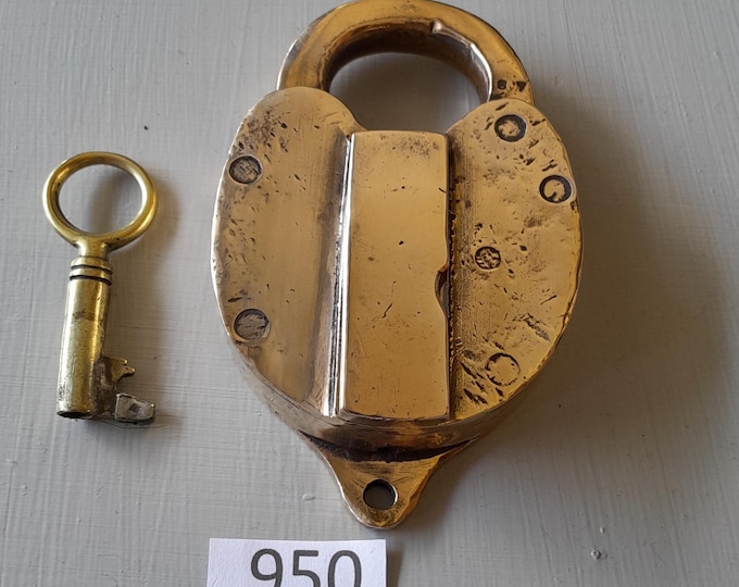 Large Vintage Brass Railroad or Railway Padlock With Spring Loaded Key ...