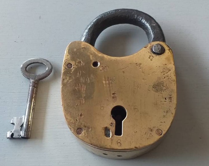 Vintage Large Brass Padlock Marked N.I.S Netherlands Indies Sepur Dutch ...