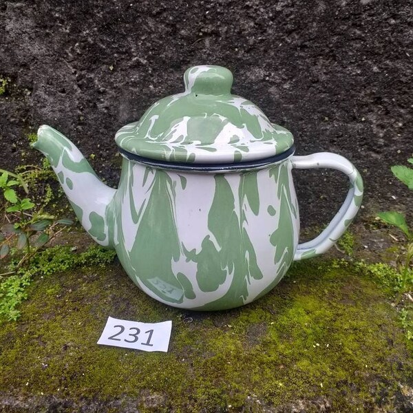 Green Enamel Teapot - Etsy