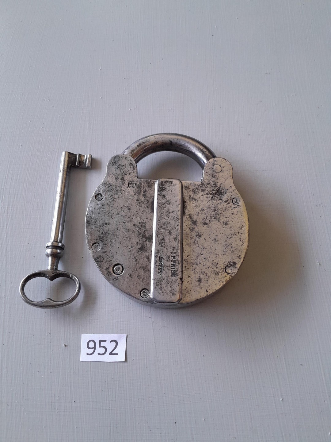 Vintage Early GIANT German Steel Padlock Lock in Working Condition Mid ...