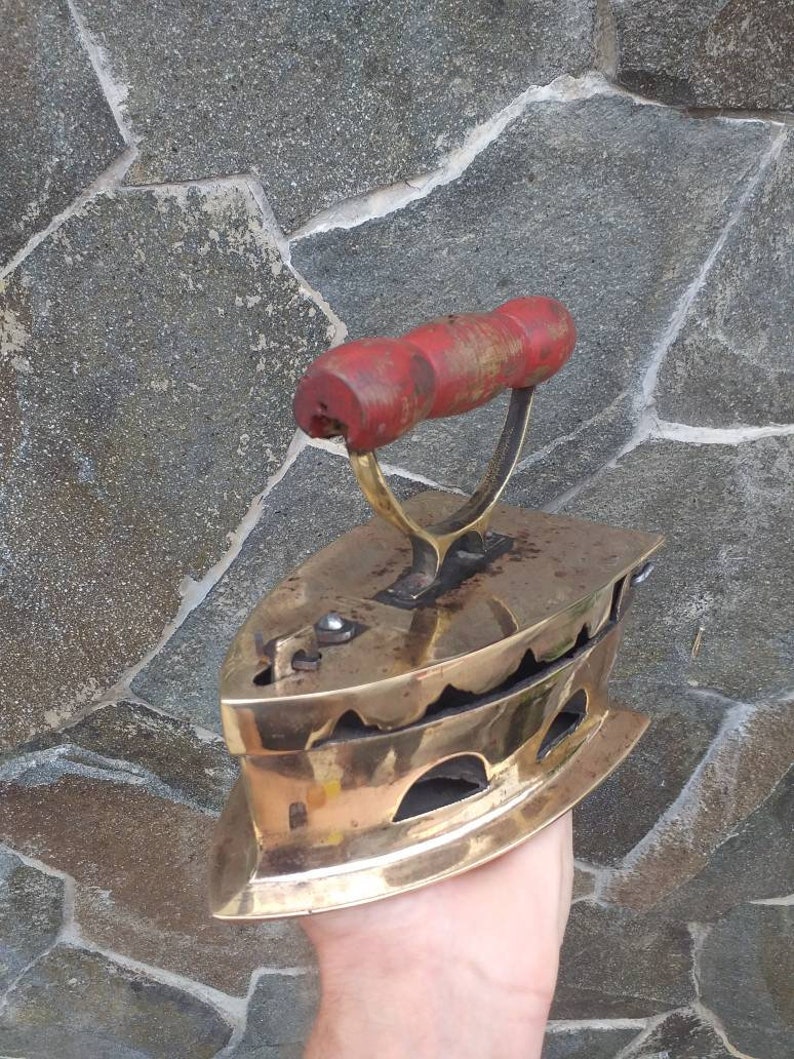 Vintage Large Brass Iron Charcoal Iron Coal Iron Clothes Iron - Etsy