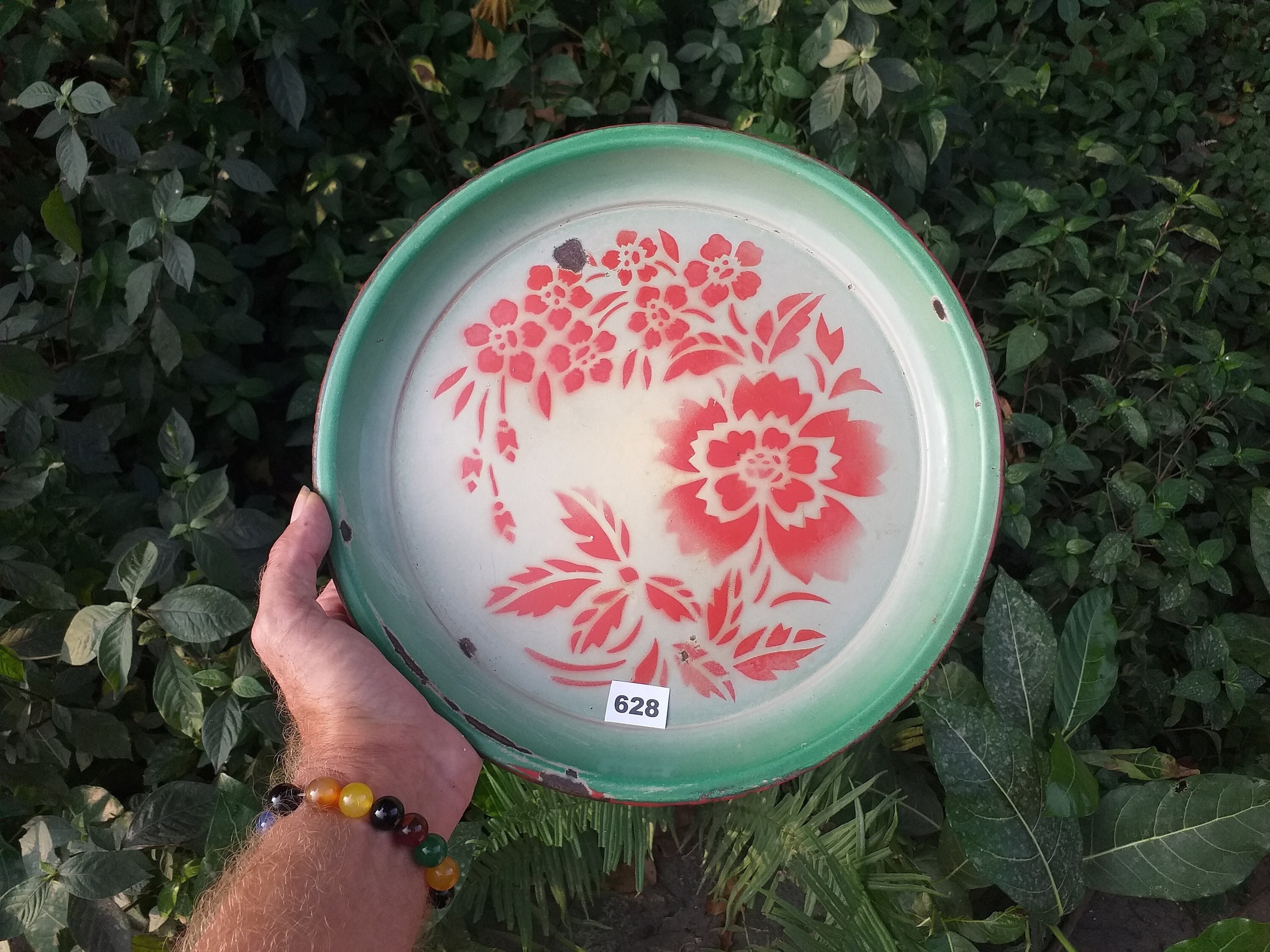 Vintage Enamelware Tray With Floral Design 1950s - Etsy