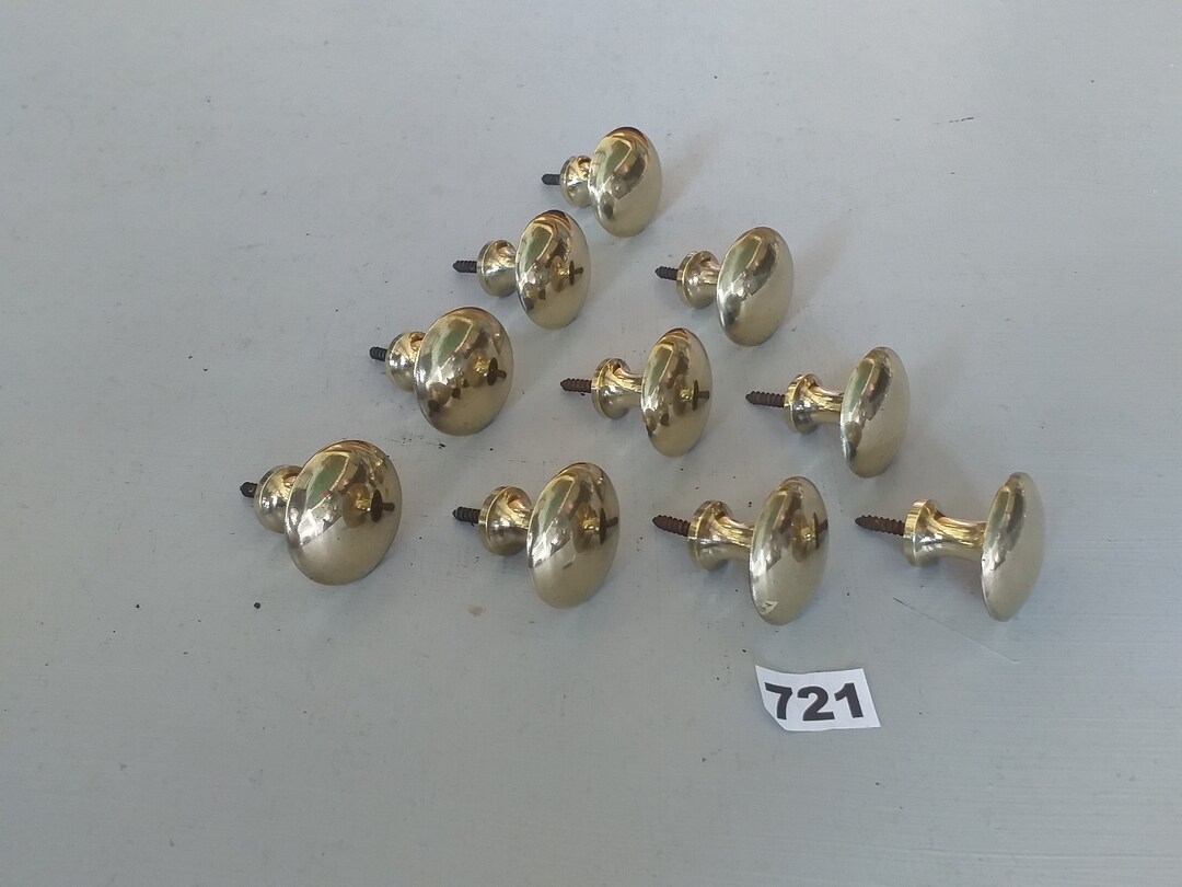 10 Vintage Style Solid Cast Brass Mushroom Cupboard Knobs or Pulls NOT ...