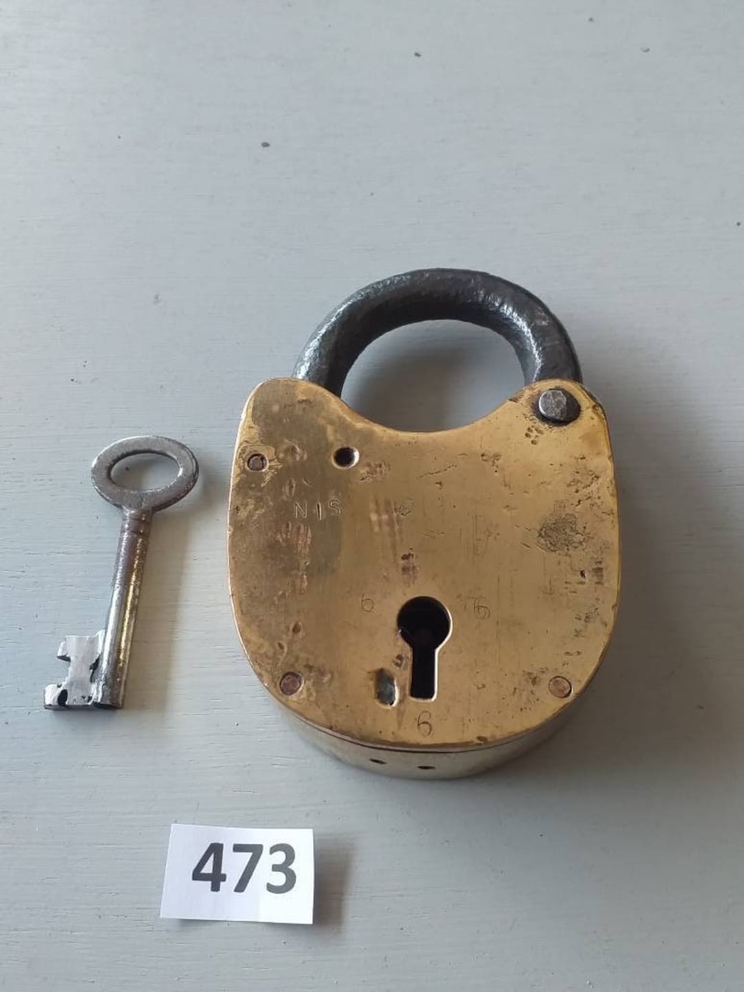 Vintage Large Brass Padlock Marked N.I.S Netherlands Indies Sepur Dutch ...