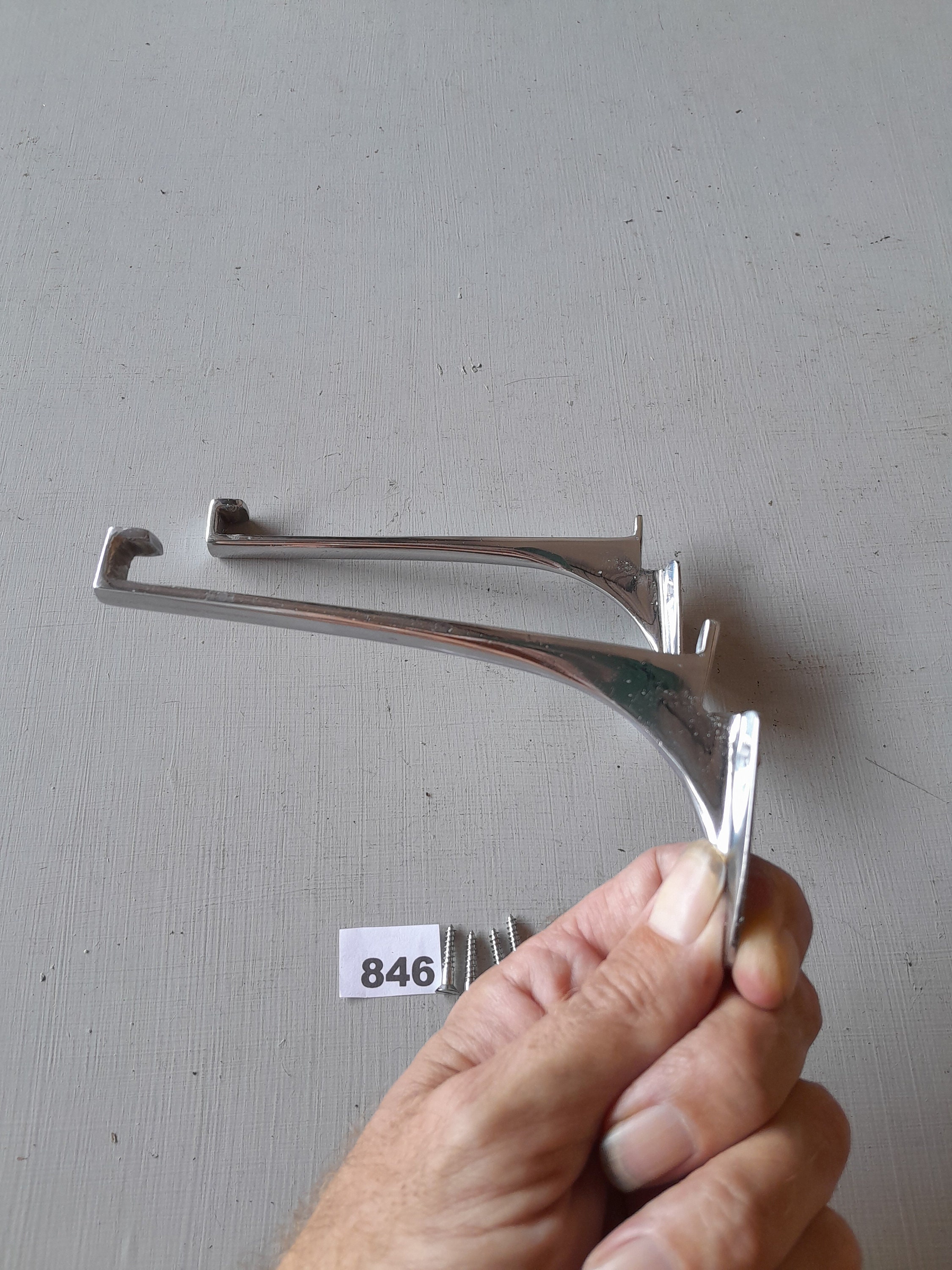 1 Pair of 5 Inch Vintage Style Chrome Plated Cast Brass Glass Shelf ...