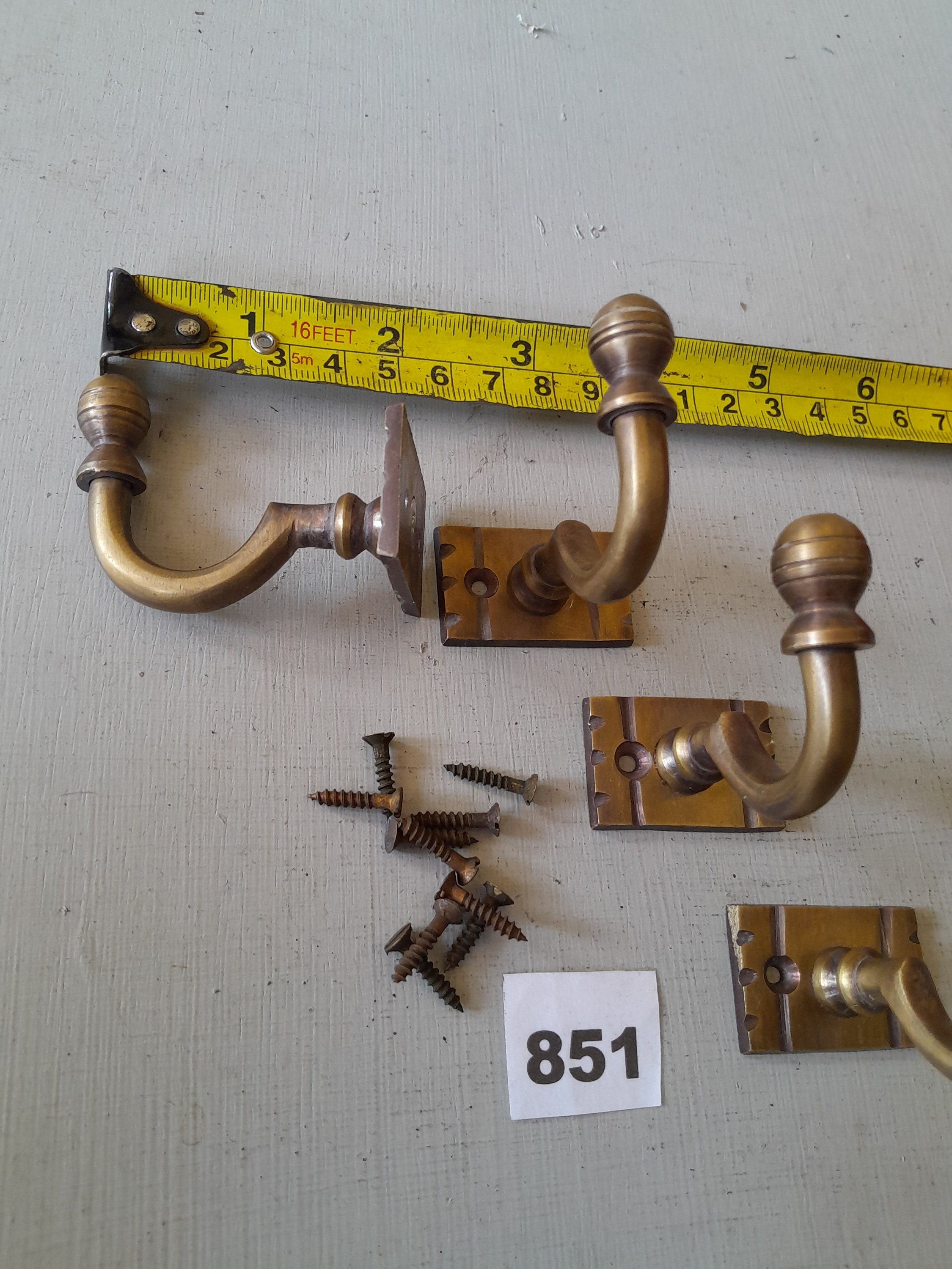 4 Vintage Style Heavy Cast Brass Victorian Design Coat Hooks in a AGED ...