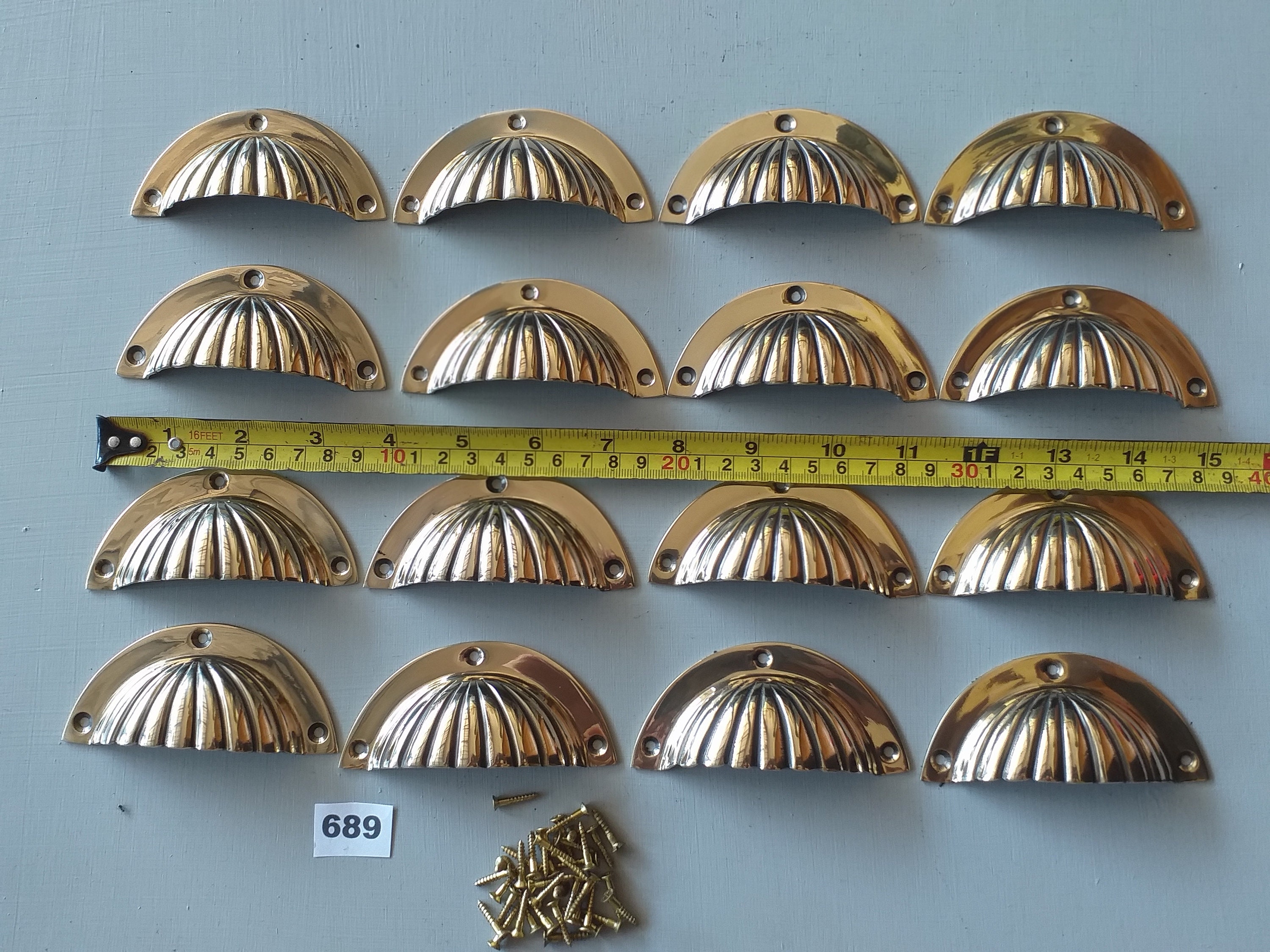 16 Vintage Style Heavy Cast Brass Shell Design D Cup Draw Pull - Etsy