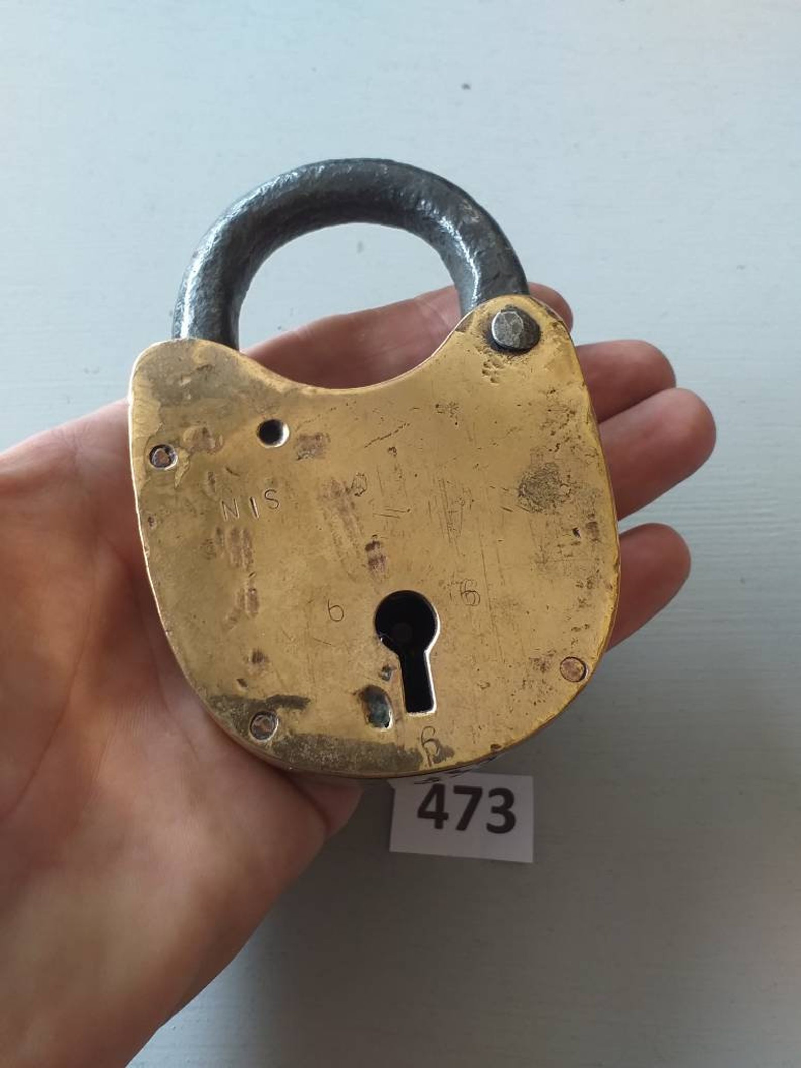 Vintage Large Brass Padlock Marked N.I.S Netherlands Indies Sepur Dutch ...