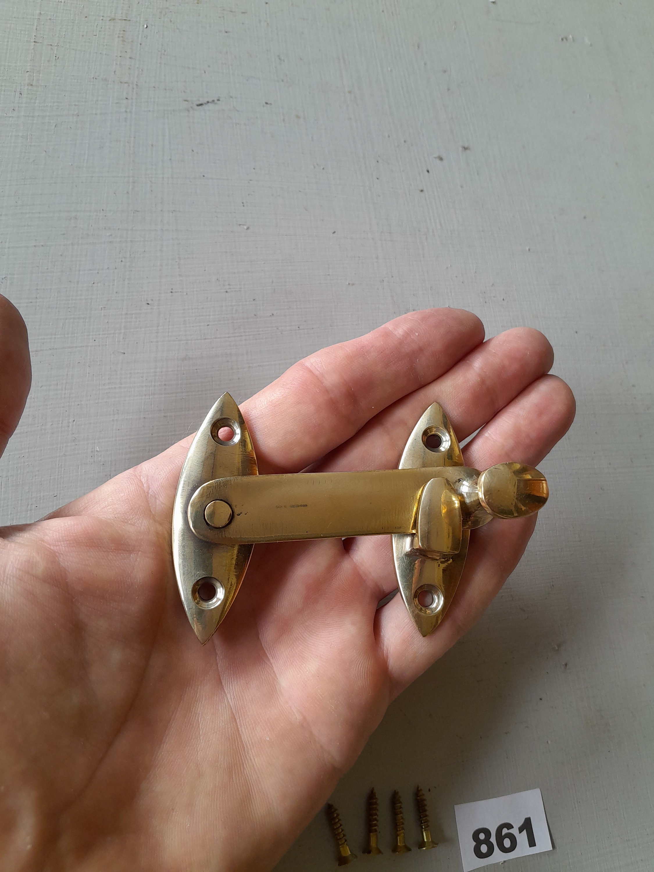 Vintage Style Heavy Cast Brass Shutter Latch or Cabinet Latch Door Bolt ...