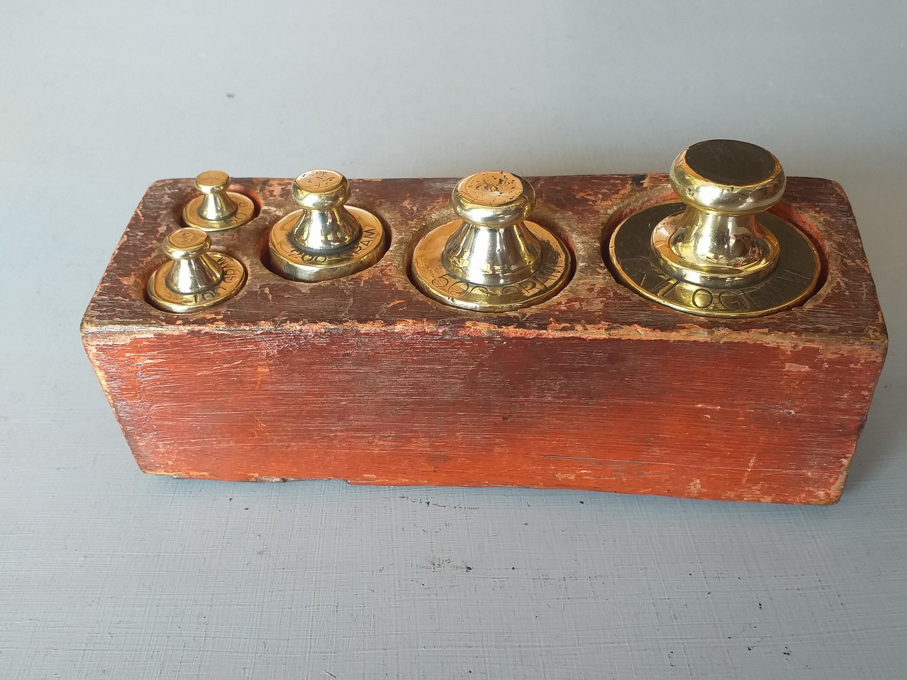 Early Vintage Brass Weights Set With Lots of Date Stamps With - Etsy