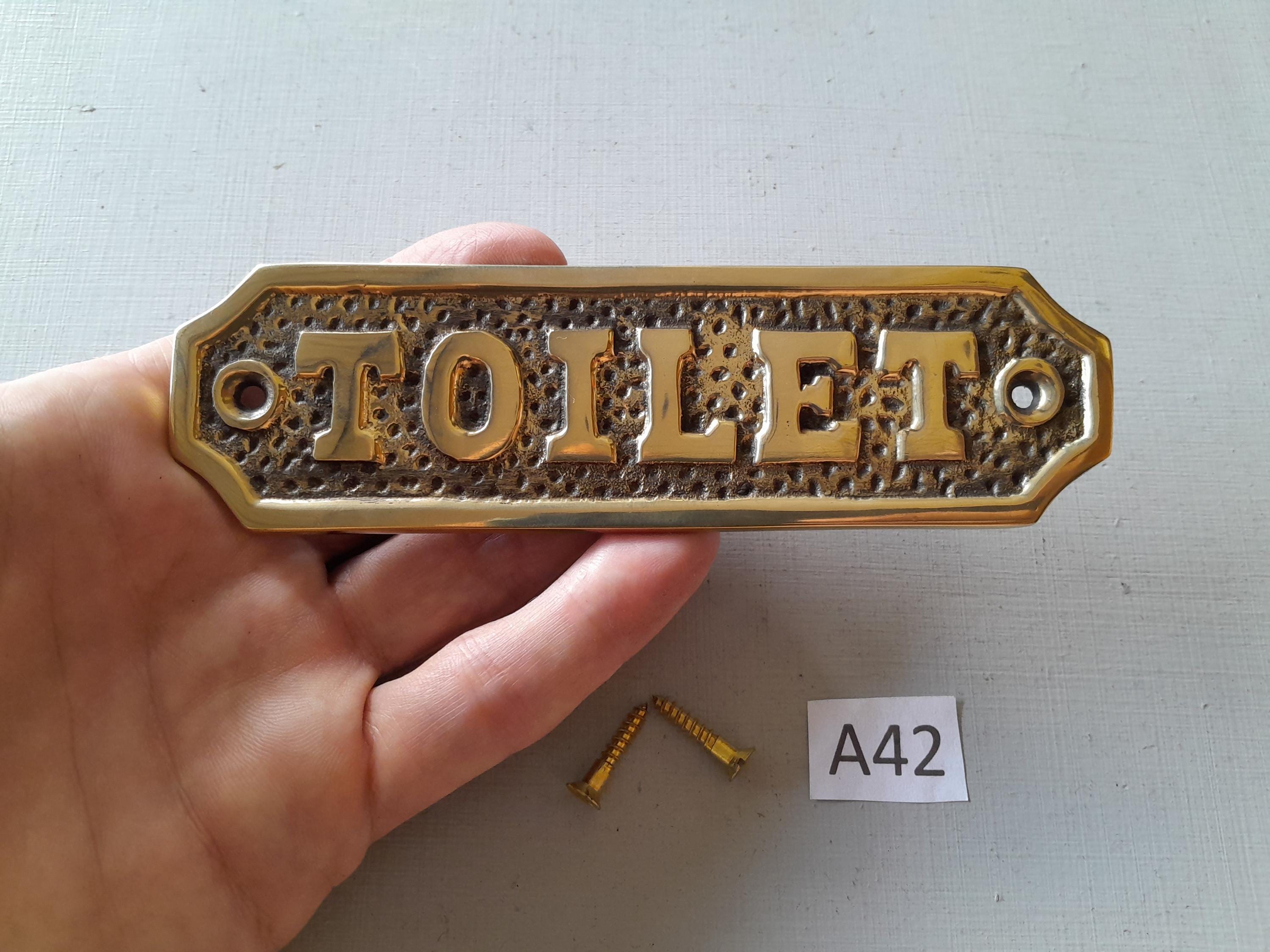 Vintage Style Heavy Cast Brass TOILET Plaque Brass Toilet Door Sign NOT ...