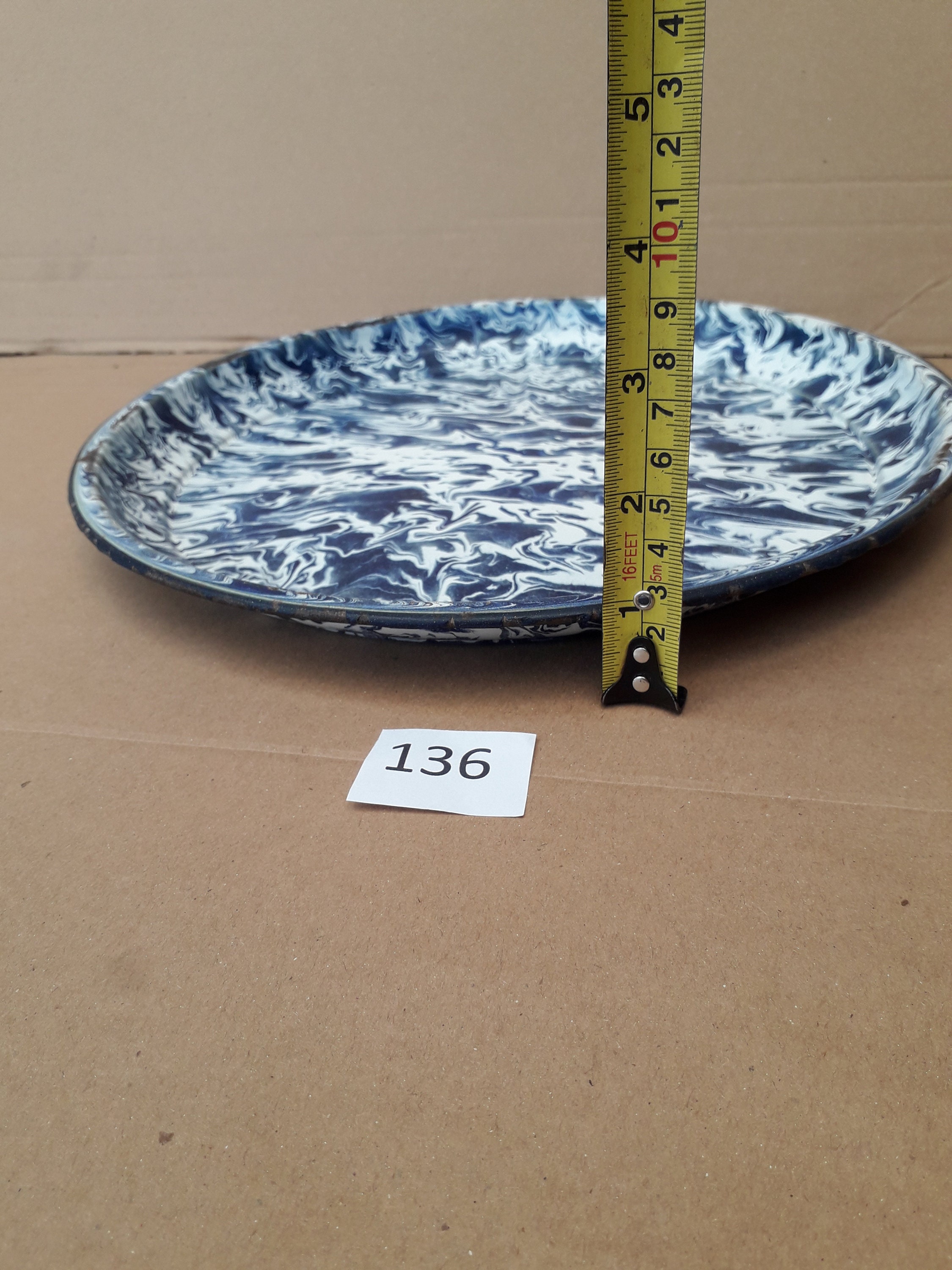 Vintage Blue Splatter Enamel Tray Blue Swirl Enamelware - Etsy