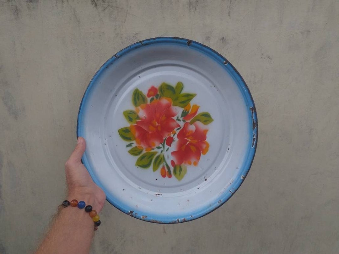 Vintage Enamel Tray Enamelware Kitchenware Shabby Chic - Etsy