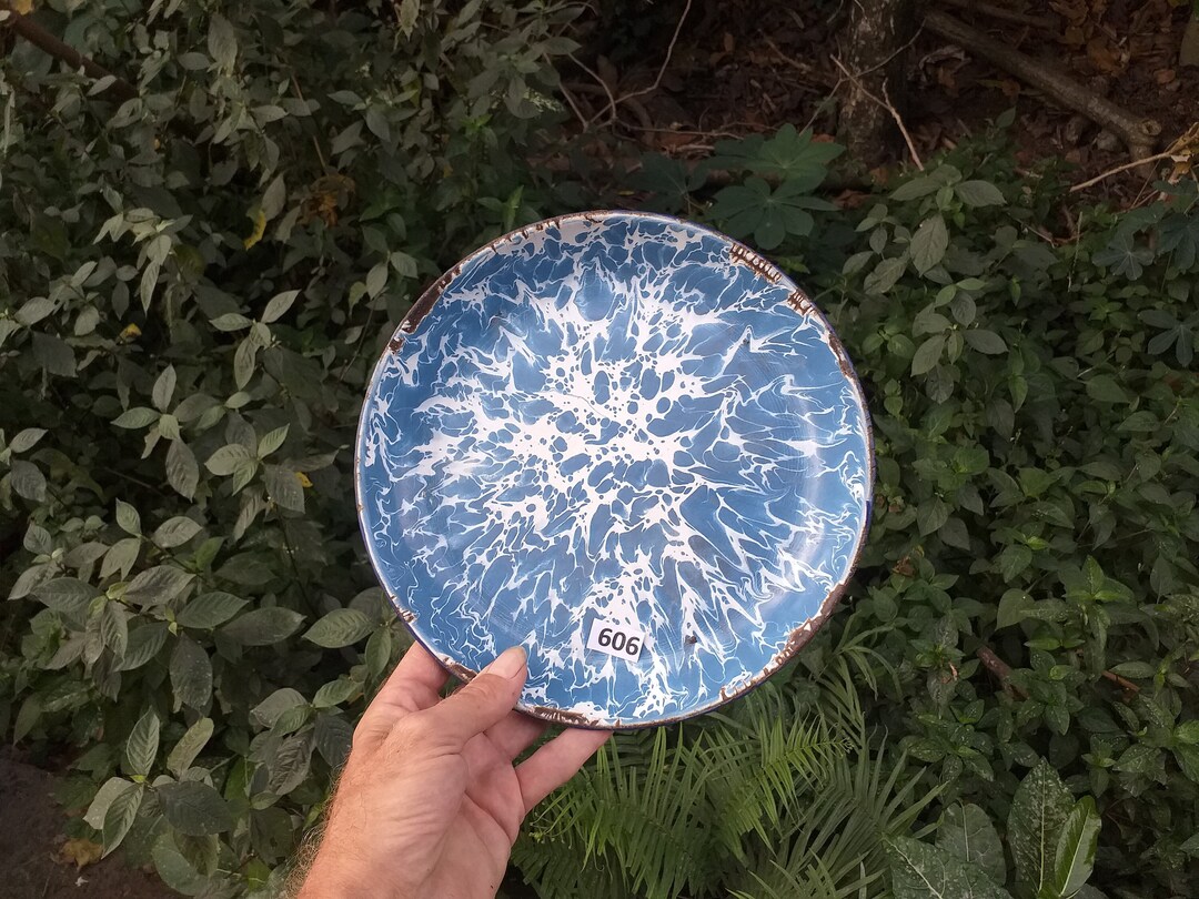 Vintage Enamelware Blue Splatter Pie Dish or Small Try 1950s - Etsy