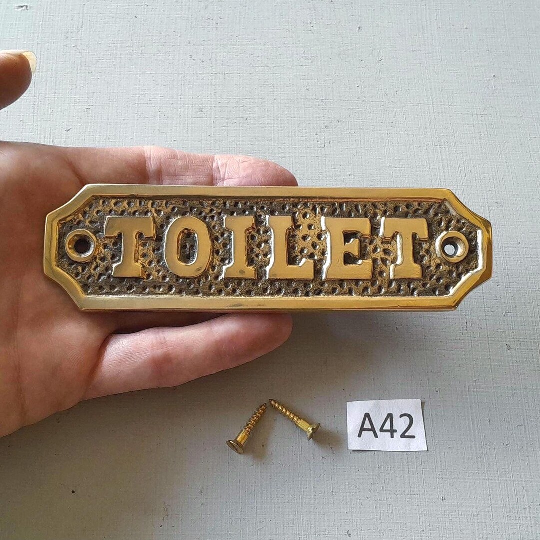 Vintage Style Heavy Cast Brass TOILET Plaque Brass Toilet Door Sign NOT ...