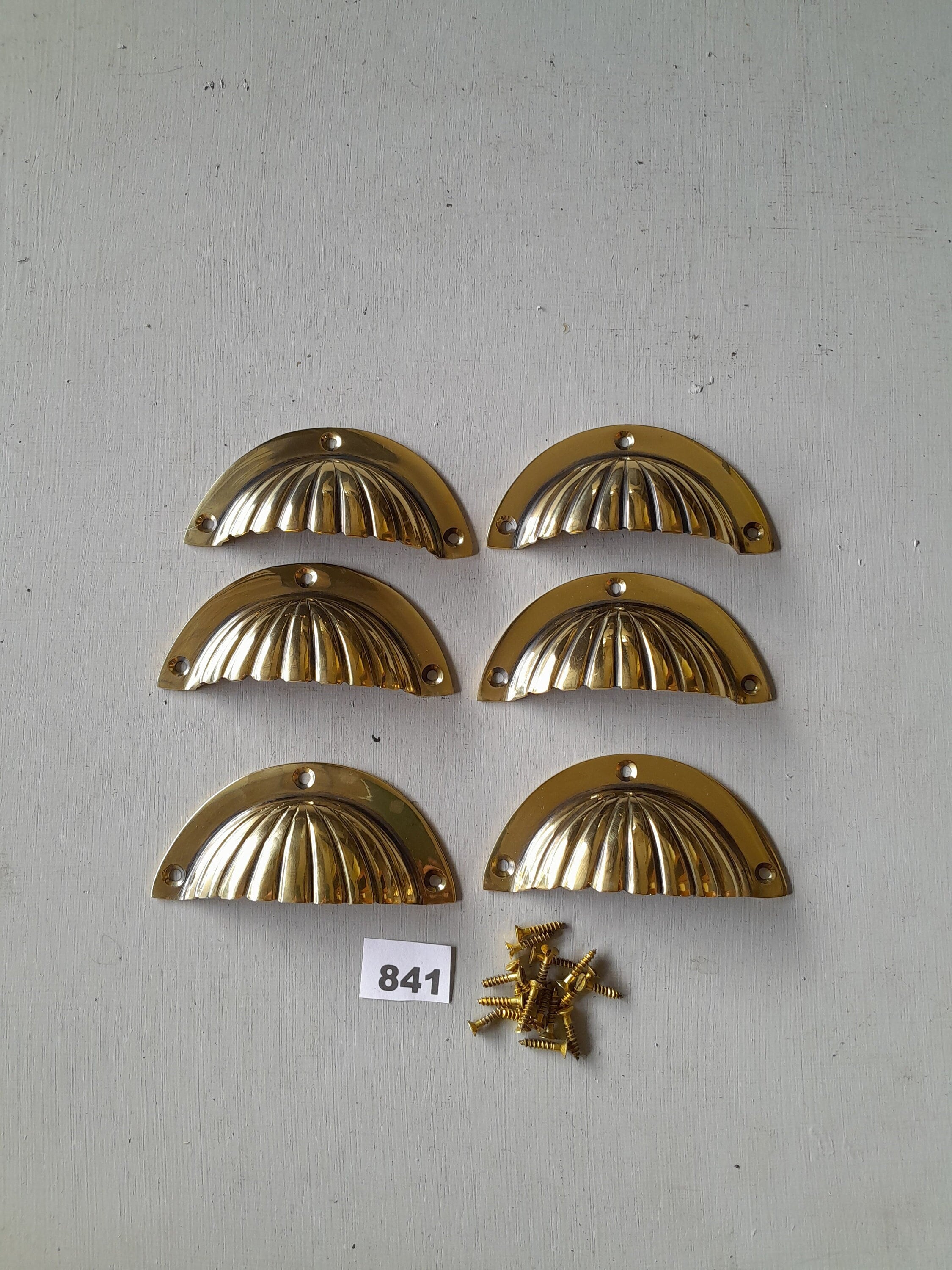 6 Vintage Style Heavy Cast Brass Victorian Shell Design Large D Cup ...