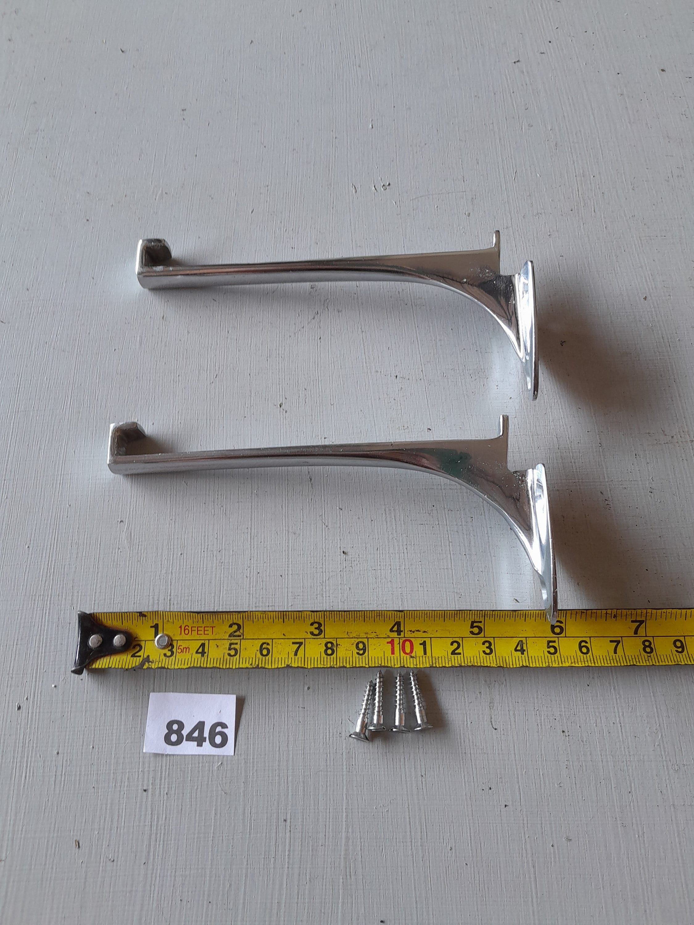1 Pair of 5 Inch Vintage Style Chrome Plated Cast Brass Glass Shelf ...