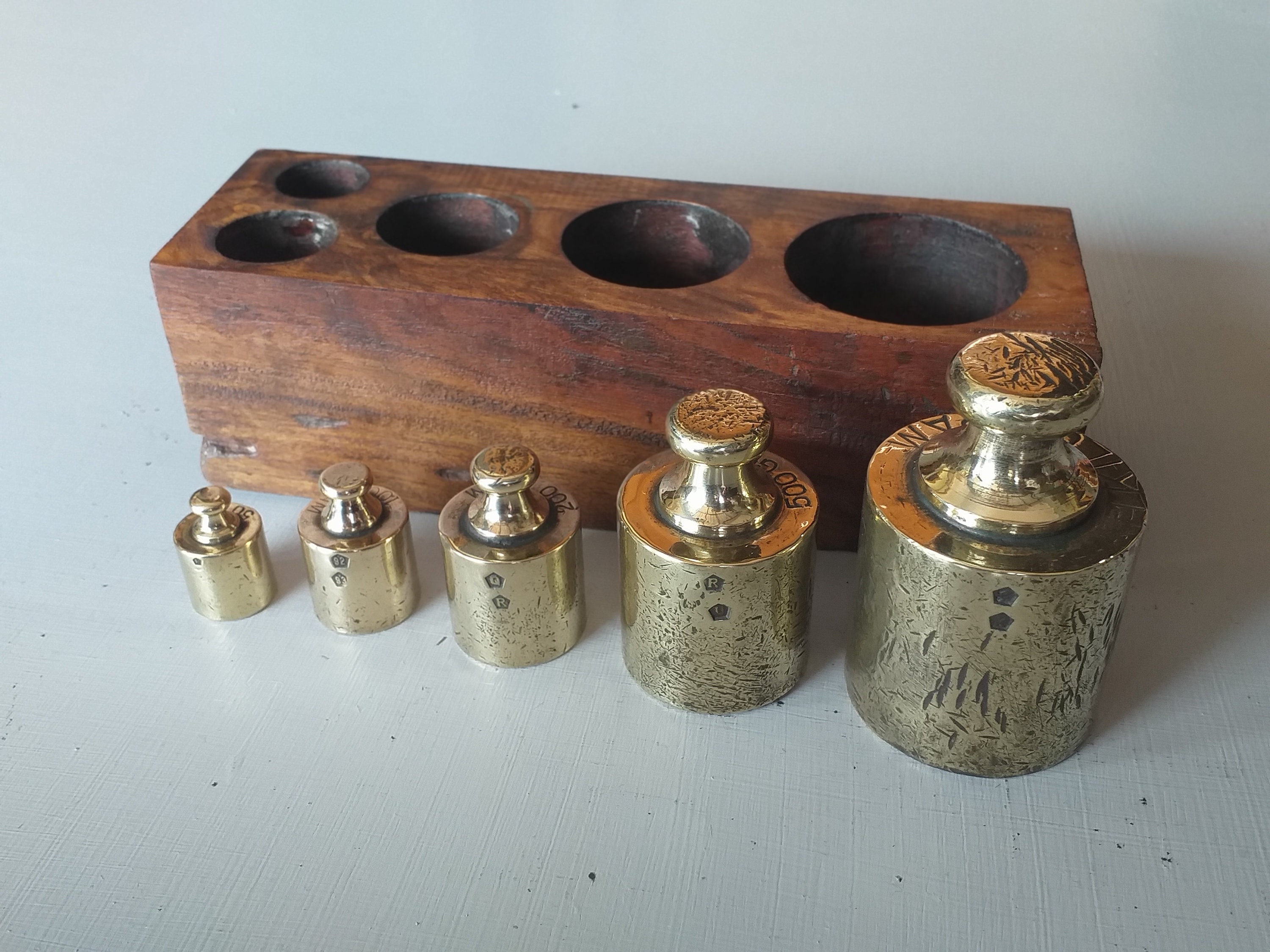 Early Vintage Brass Weights Set With Original Box - Etsy
