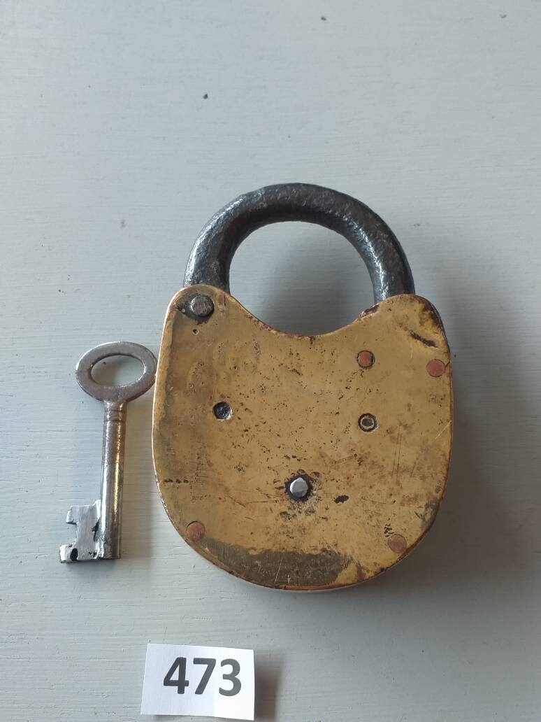 Vintage Large Brass Padlock Marked N.I.S Netherlands Indies Sepur Dutch ...