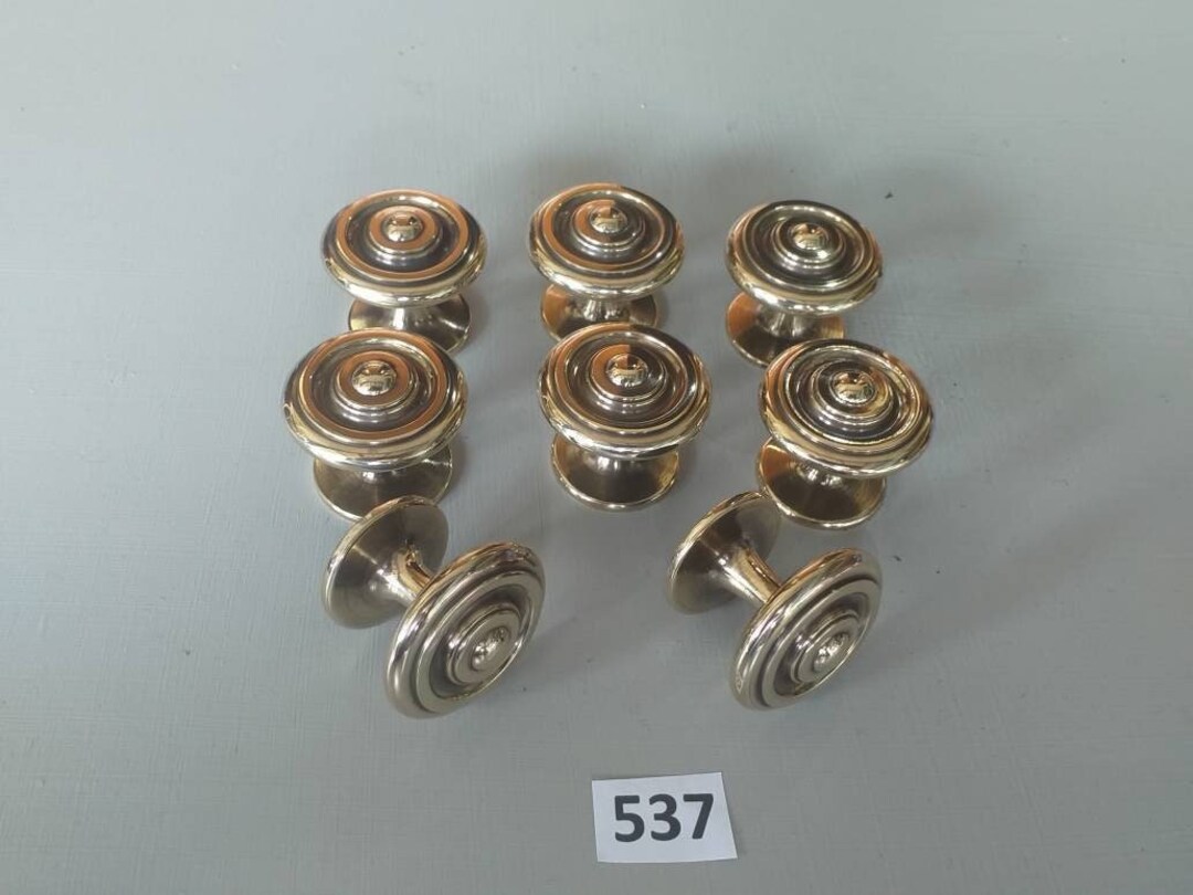 Vintage Style Heavy Cast Brass Round Bullseye Cupboard Knobs Round ...