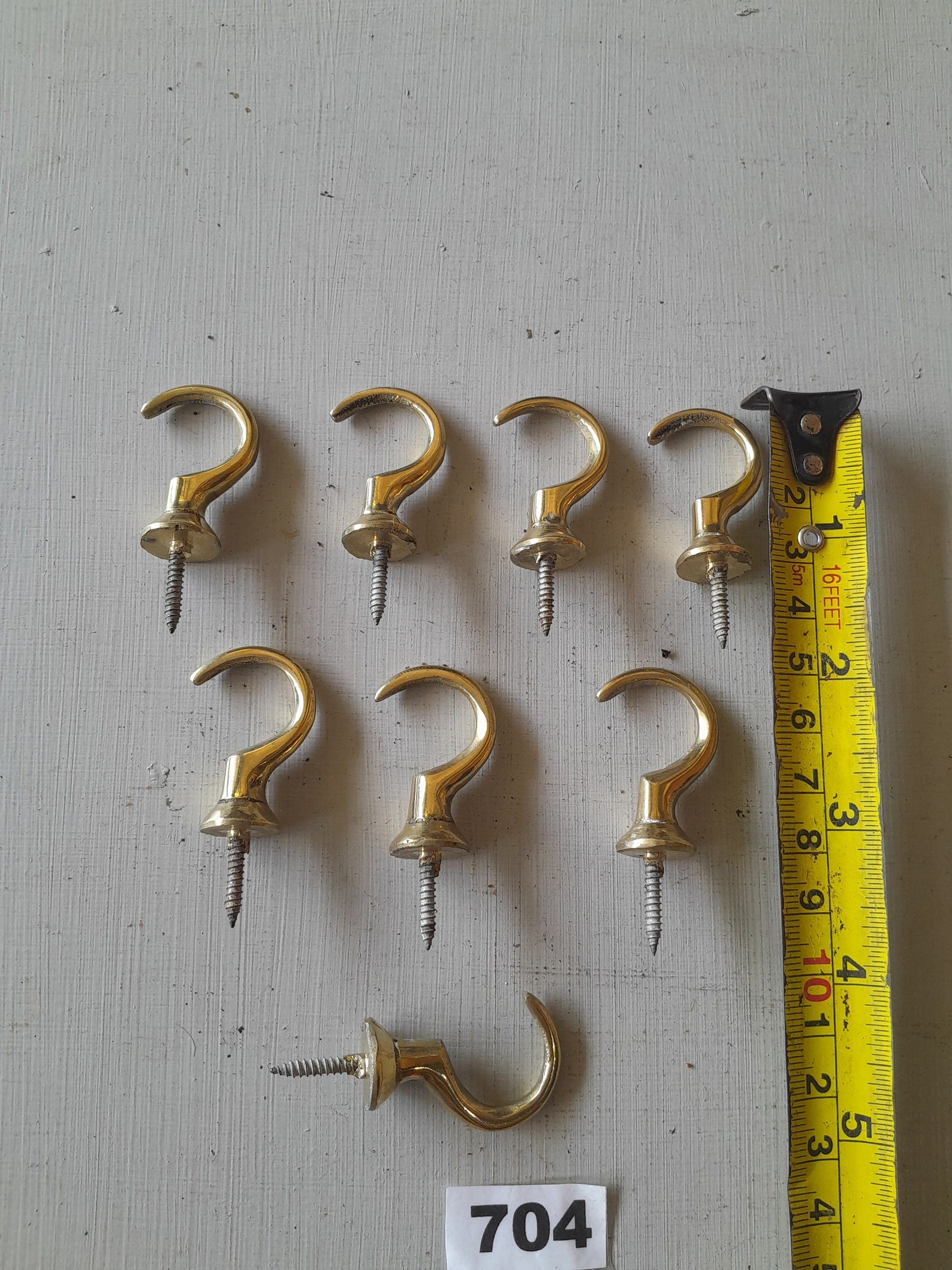 8 Heavy Cast Brass Vintage Style Victorian Design Cup or Mug Hooks in a ...