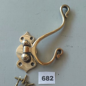 Vintage Style Large Solid Brass Folding Coat Hooks NOT Lacquered or ...