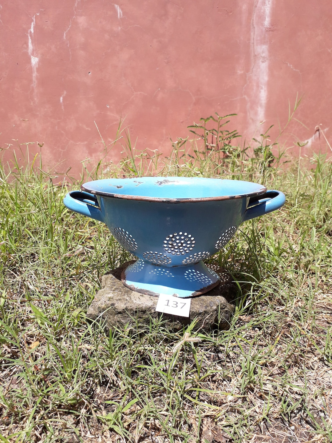 Vintage Blue Colander Made in Czechoslovakia - Etsy
