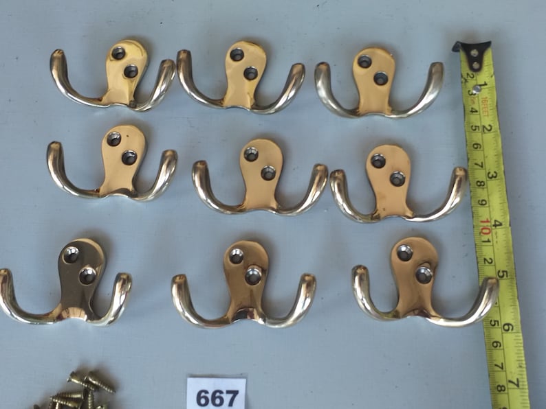 9 Vintage Solid Brass Reclaimed Coat Hooks NOT Lacquered or - Etsy