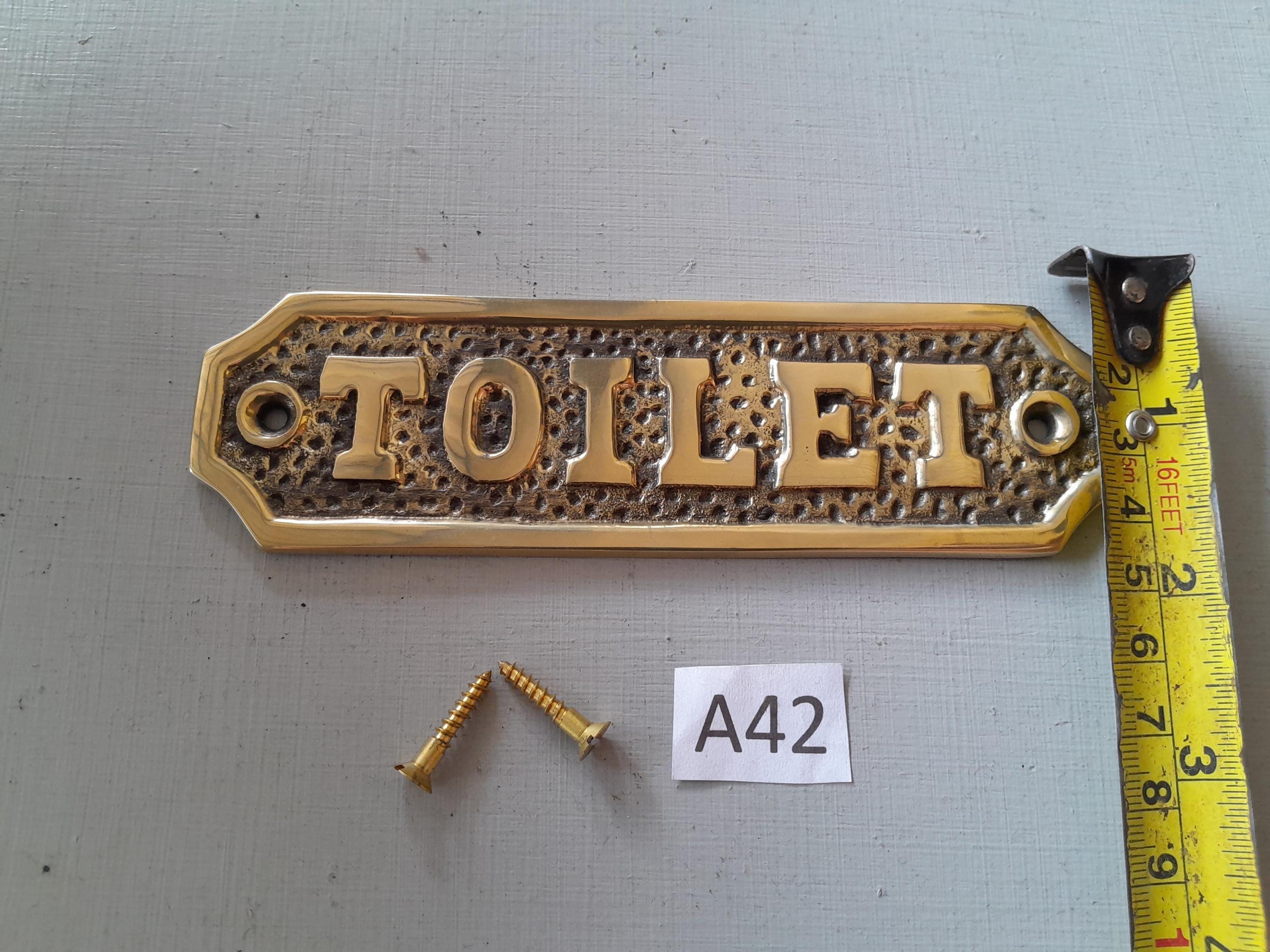 Vintage Style Heavy Cast Brass TOILET Plaque Brass Toilet Door Sign NOT ...