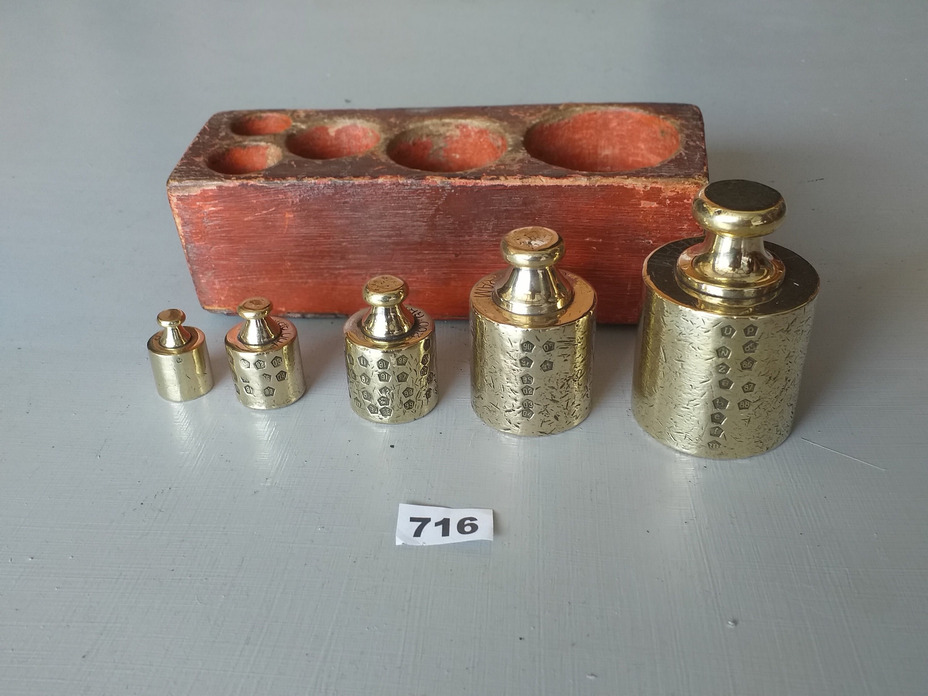 Early Vintage Brass Weights Set With Lots of Date Stamps With - Etsy