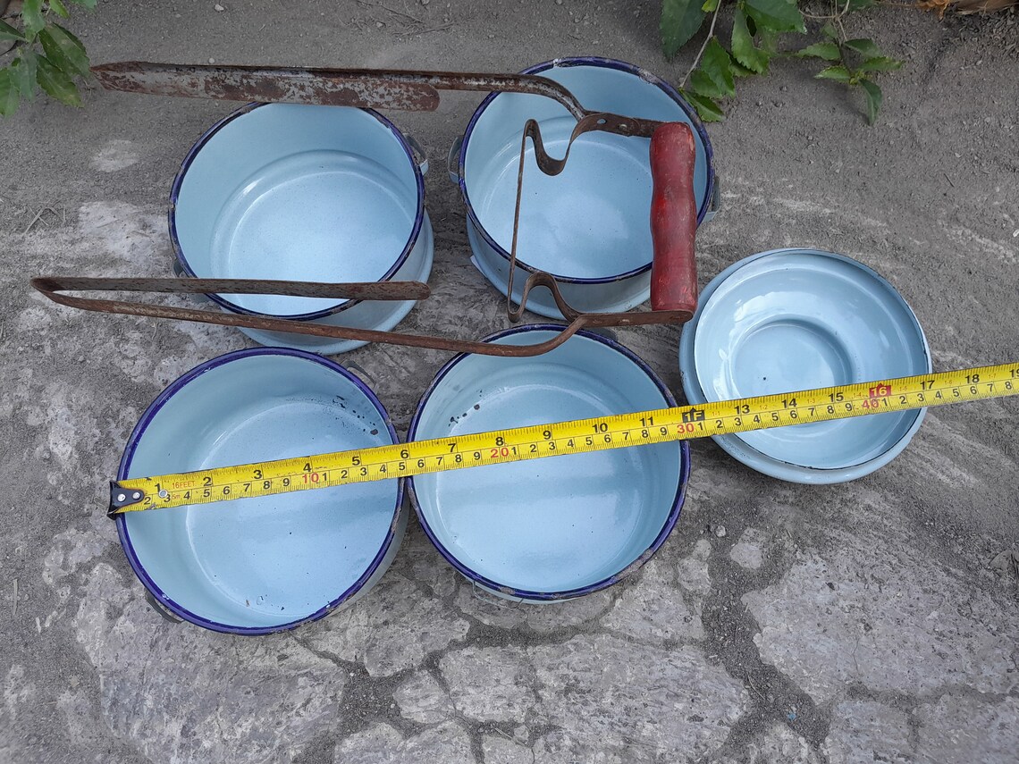Vintage Pale Duck Egg Blue Enamelware Tiffin Very Unusual Color Antique ...