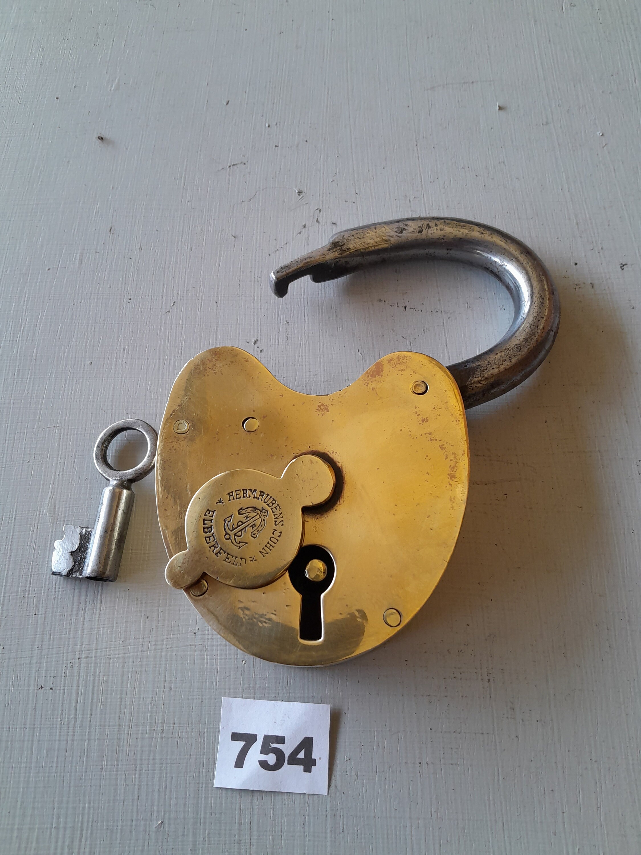 Extremely Rare Vintage Brass German Padlock Made by Herm Rubens Sohn ...