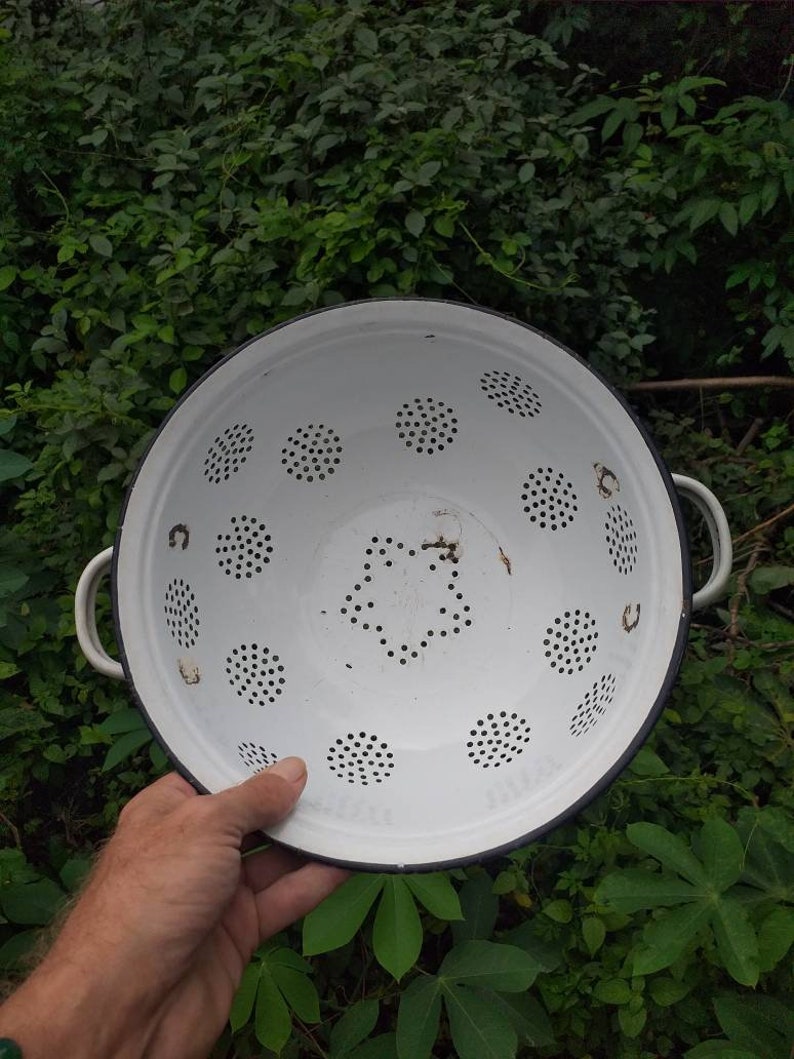 Vintage Enamelware Colander Strainer With Floral Design 1950s - Etsy