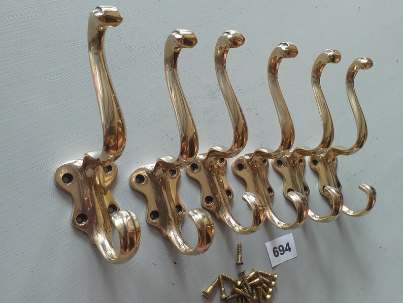 6 Stylish Art Nouveau Vintage Style Solid Brass Coat Hooks NOT - Etsy