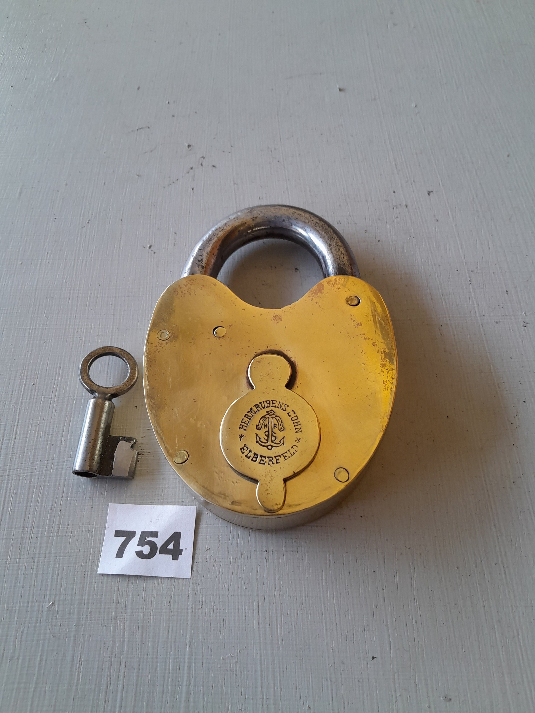 Extremely Rare Vintage Brass German Padlock Made by Herm Rubens Sohn ...