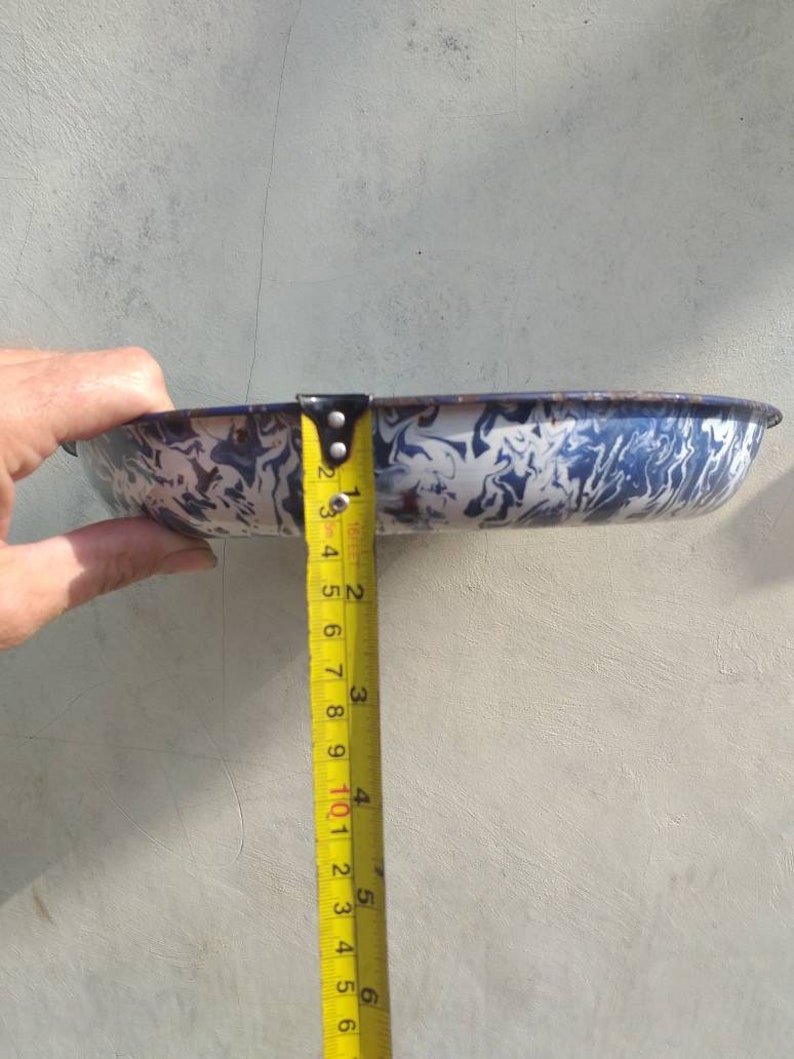 Vintage Blue Splatter Enamel Tray Blue Swirl Pie Dish Baking - Etsy