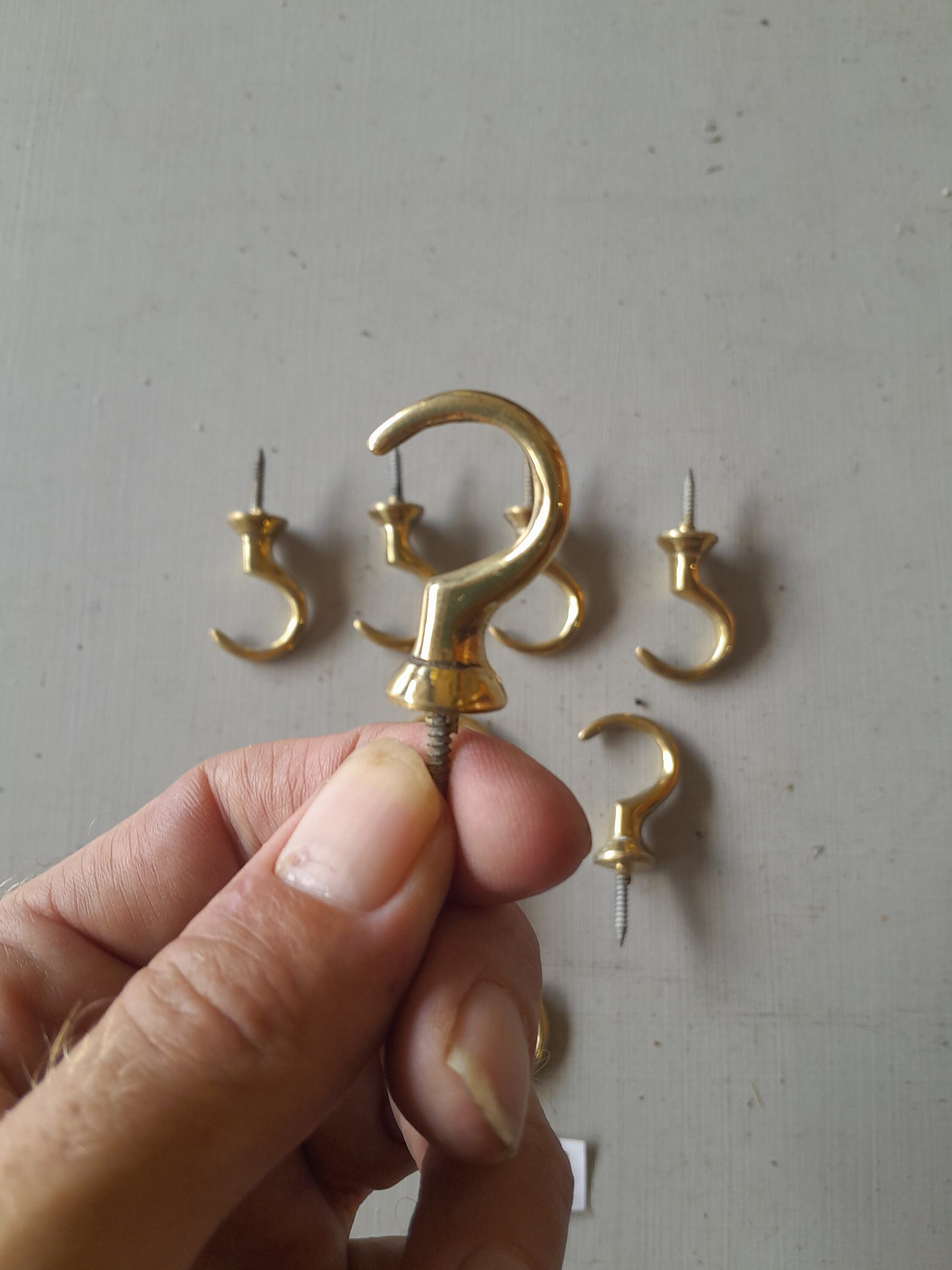 8 Heavy Cast Brass Vintage Style Victorian Design Cup or Mug Hooks in a ...