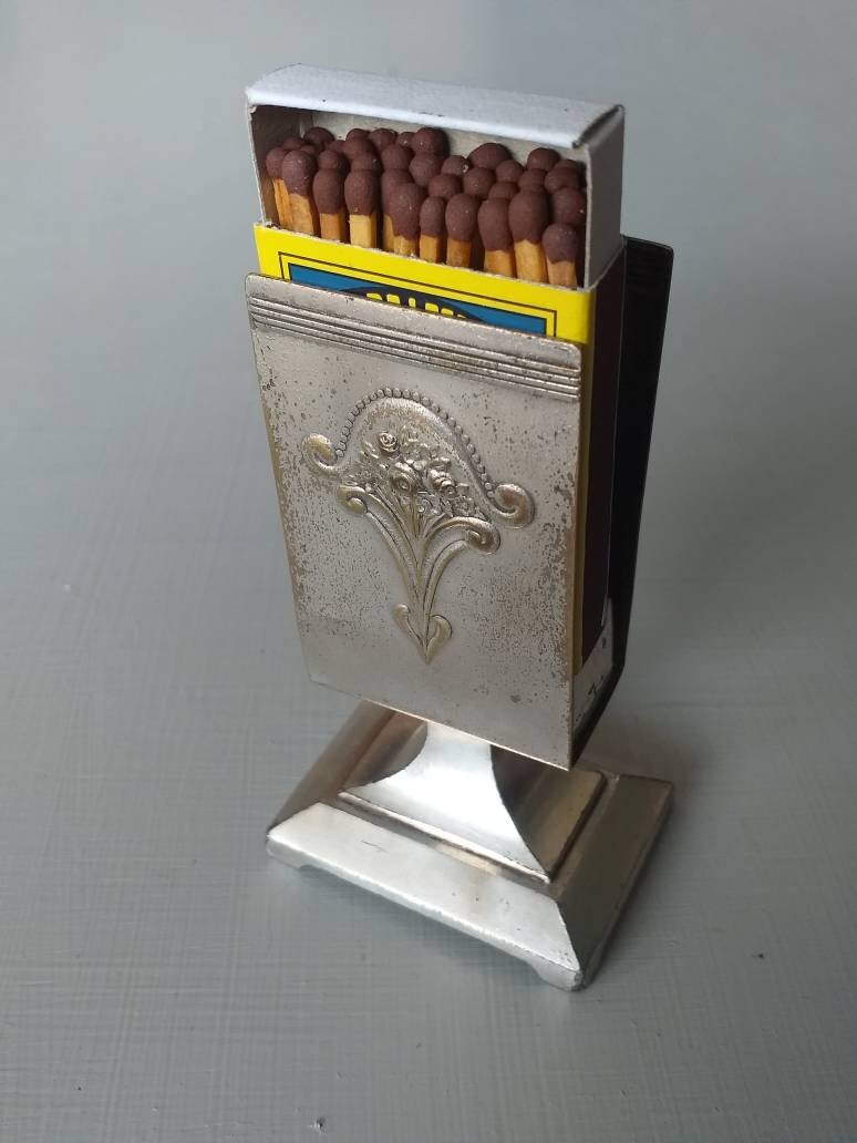 Vintage Art Nouveau Silver Plated Table Vesta Match Box Holder - Etsy