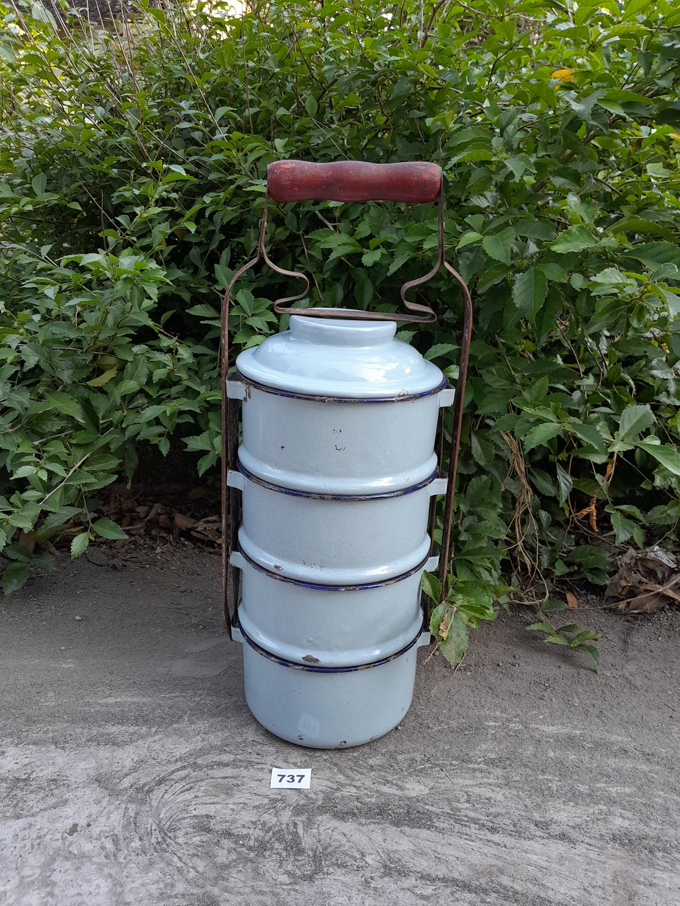 Vintage Pale Duck Egg Blue Enamelware Tiffin Very Unusual Color Antique ...