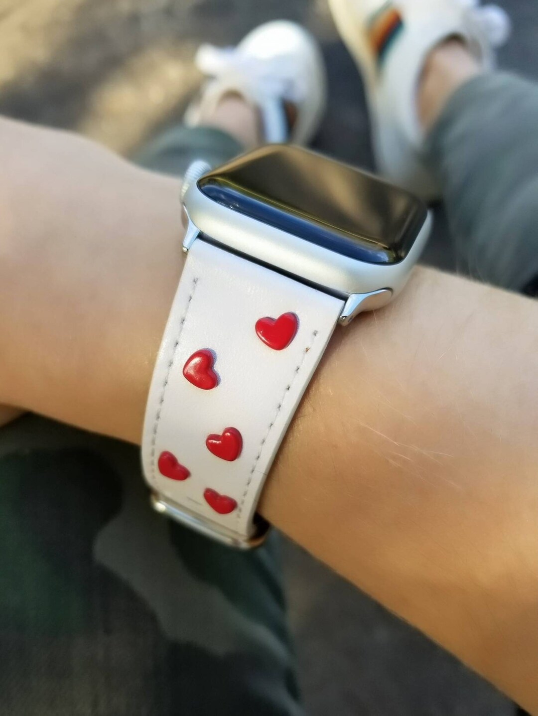 HEART Apple Watch Band White Leather 38mm 40mm 41mm 42mm 44mm - Etsy