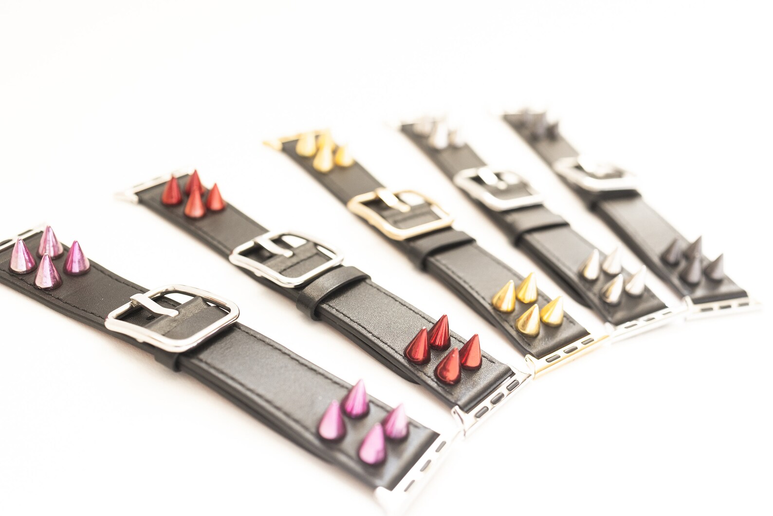 SPIKES Black Leather Apple Watch Band Spiked 38MM 40MM 41MM - Etsy