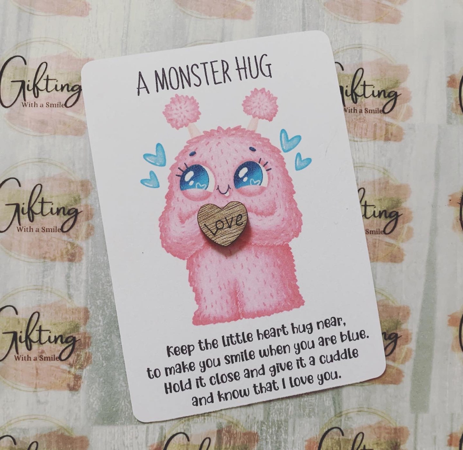 A7 Little Heart Pocket Hug, A Monster Hug, Mental Health Gift, Keepsake ...