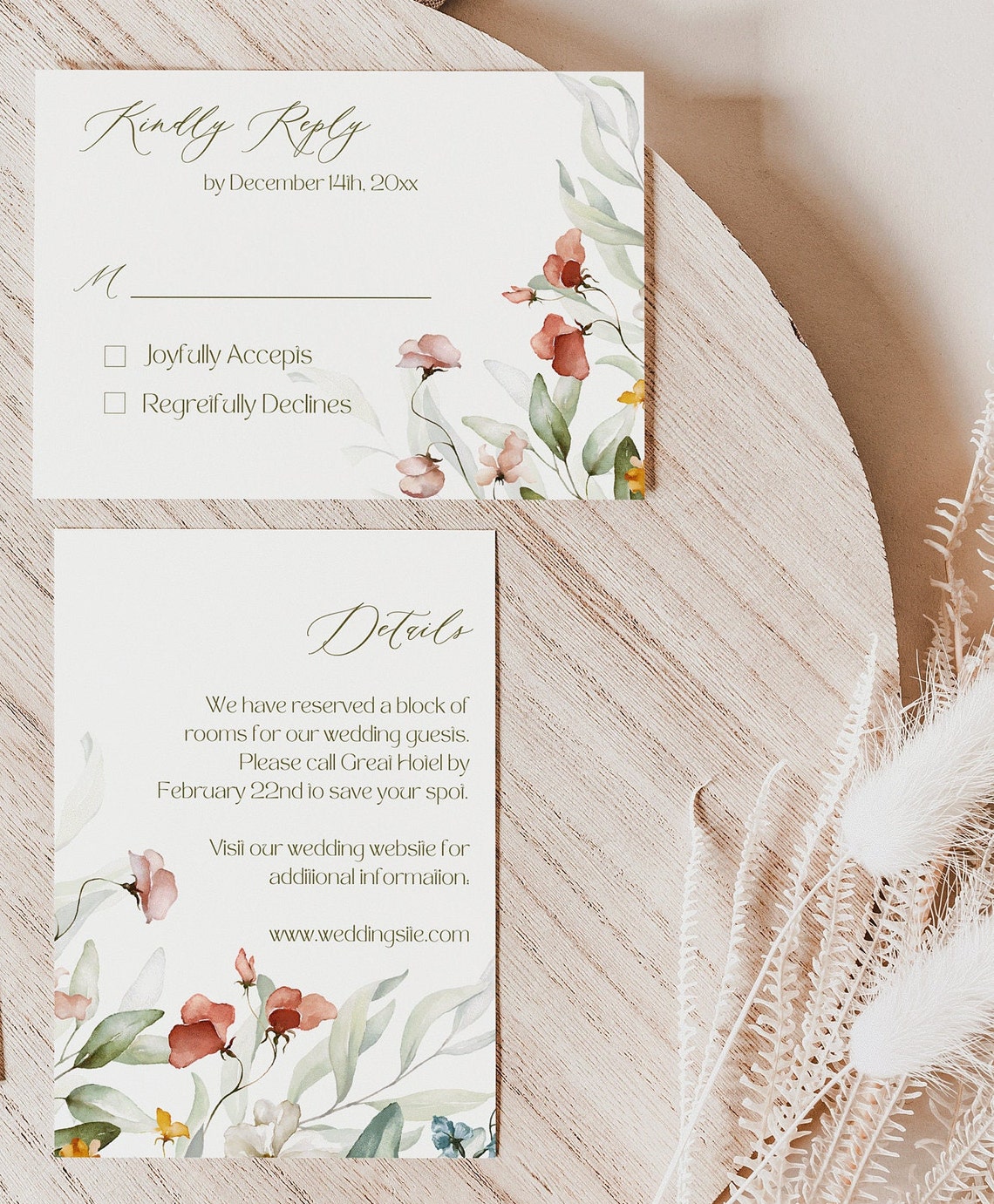 Botanical Wedding Invite Template Floral Wedding Invite - Etsy