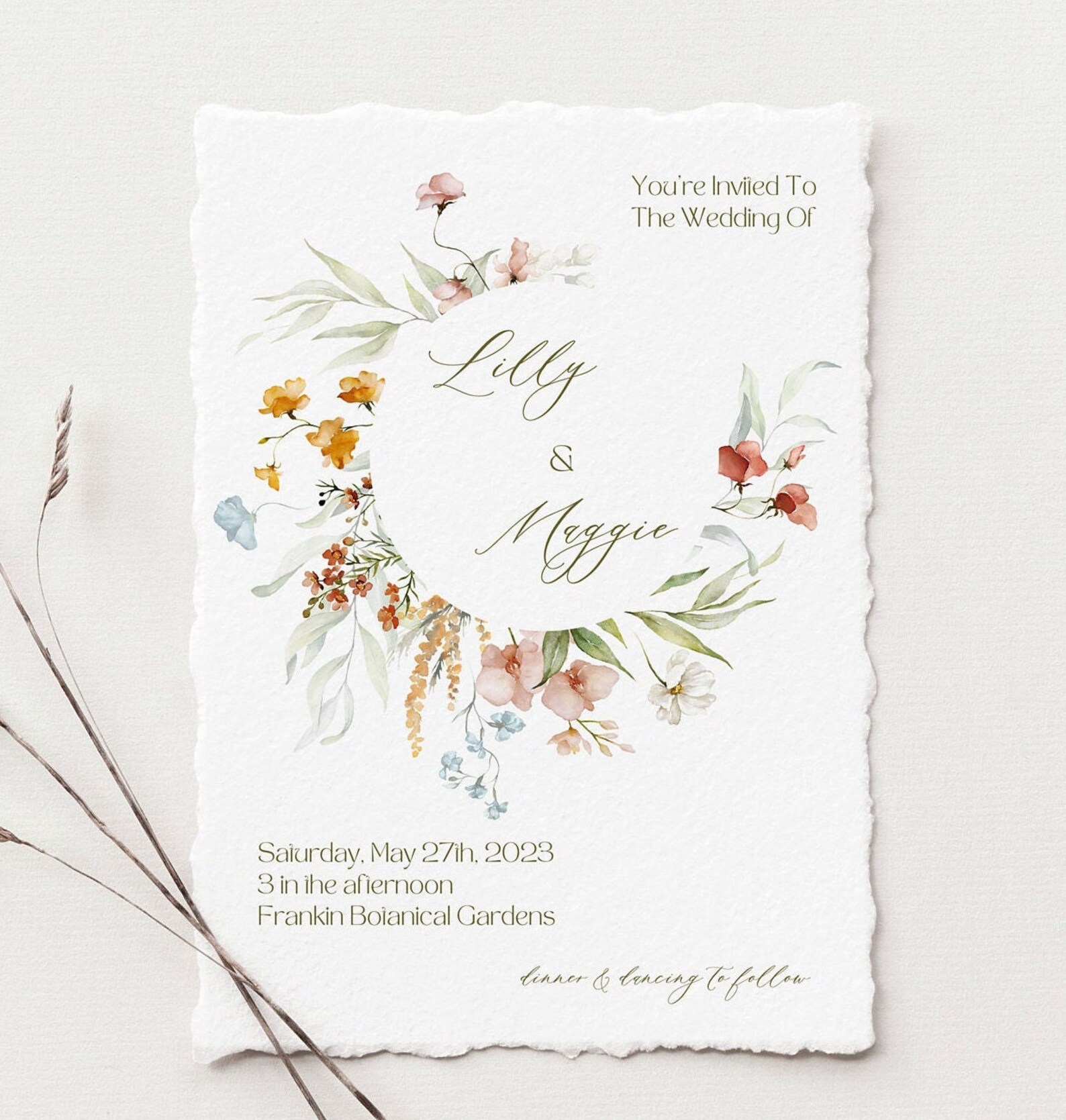Botanical Wedding Invite Template Floral Wedding Invite - Etsy