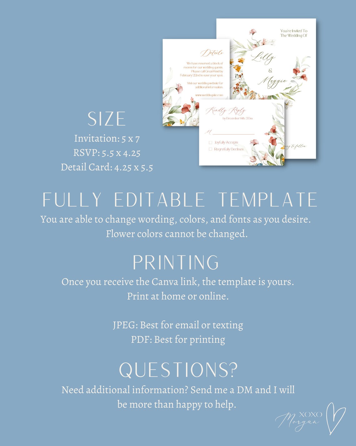 Botanical Wedding Invite Template Floral Wedding Invite - Etsy